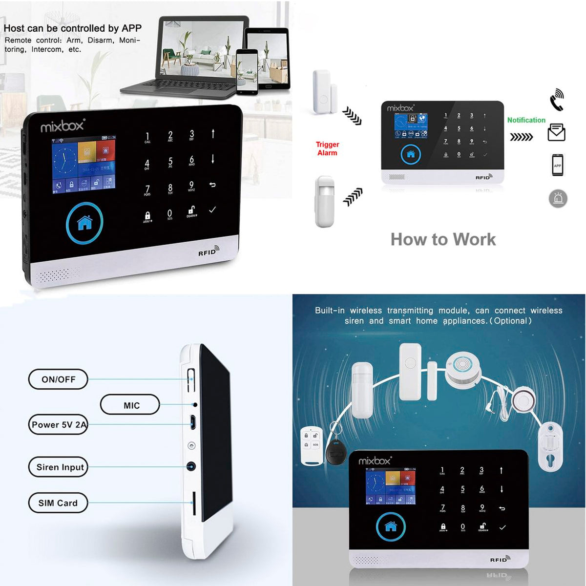 Mixbox Alarm Phone Call SMS WIFI Security System Wireless Kit – HEARTDECO