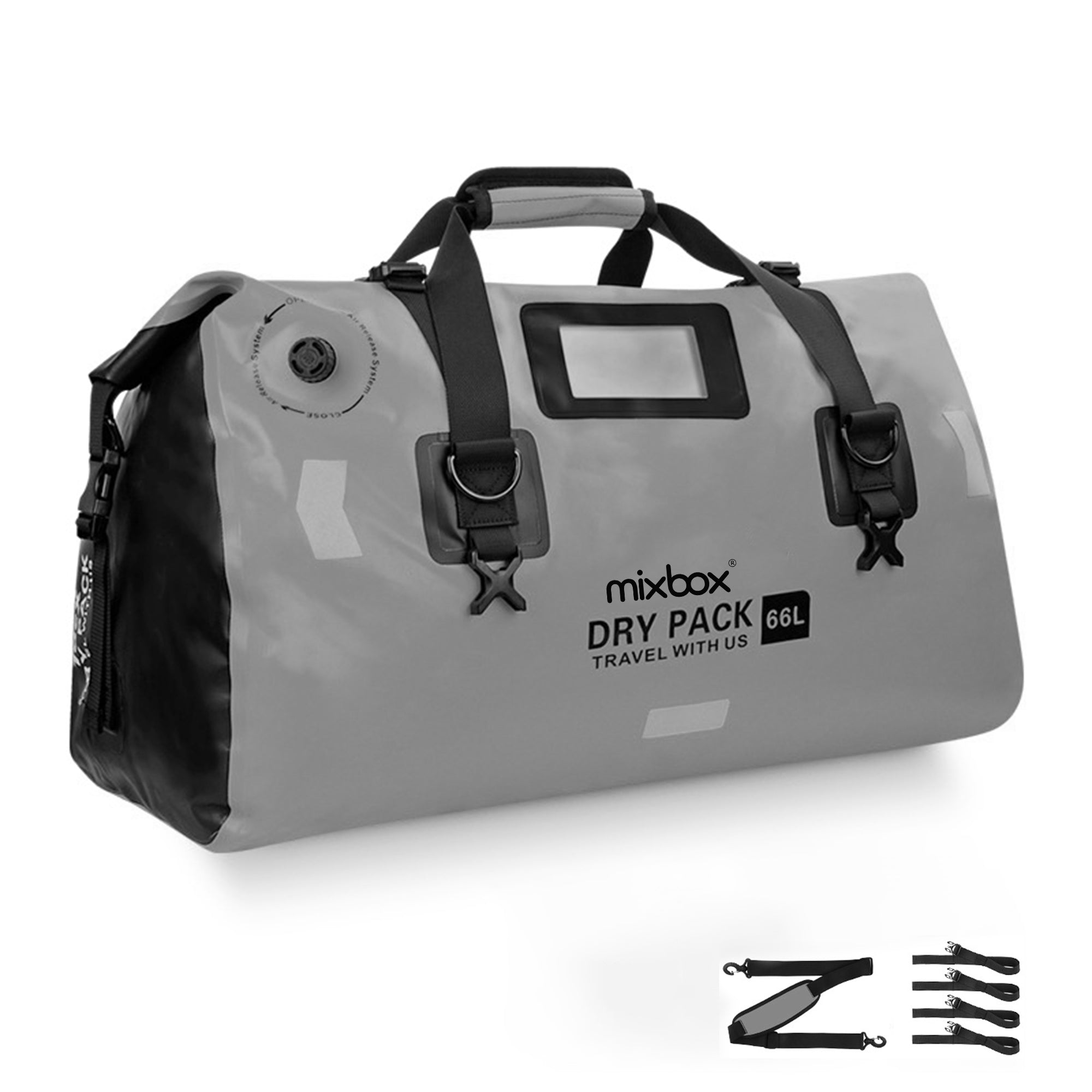 66L Waterproof PVC Motorcycle Tail Duffle Dry Bag - Grey – HEARTDECO