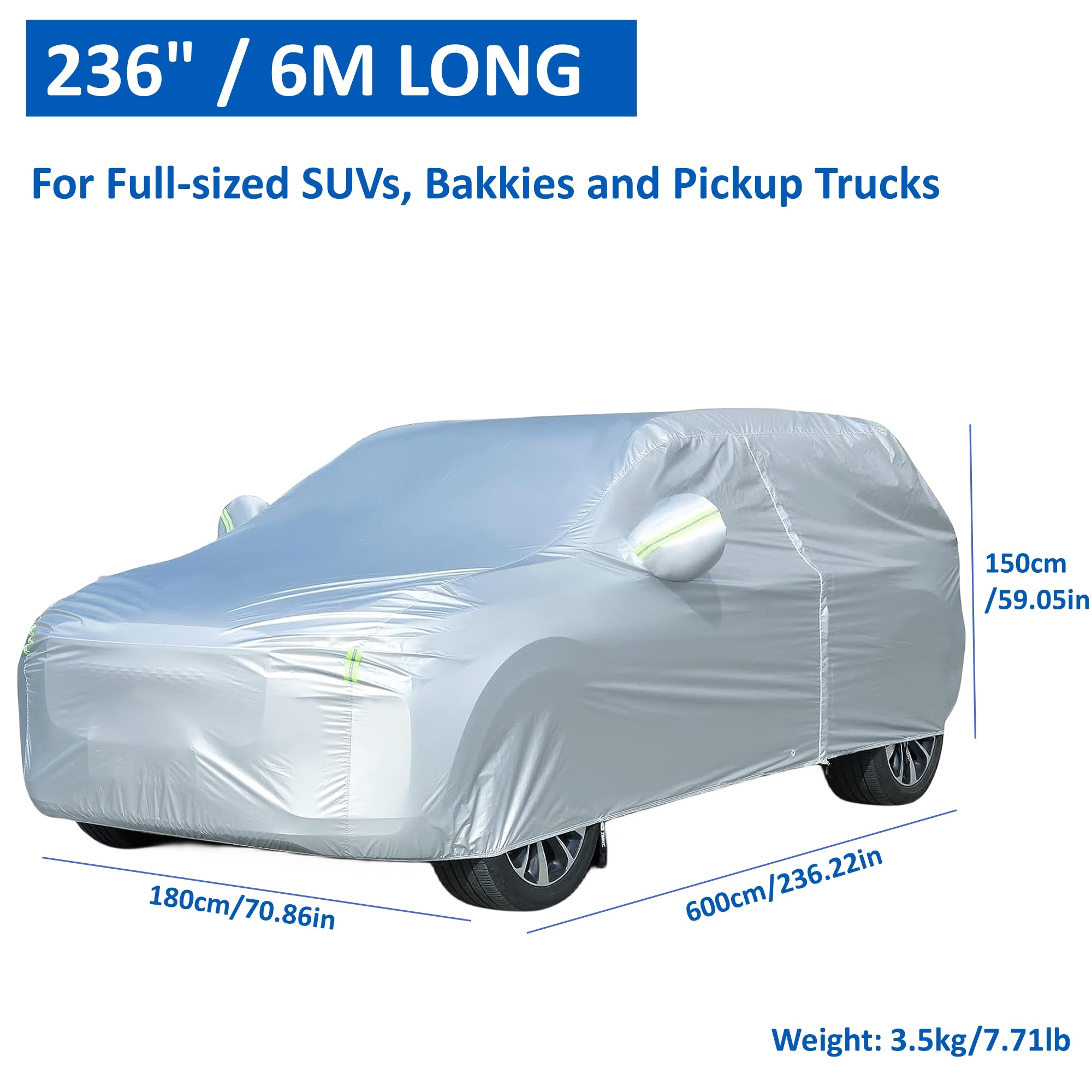 236 Inches 6m Car Cover for Bakkies Full Size SUVs Pickup Trucks ...