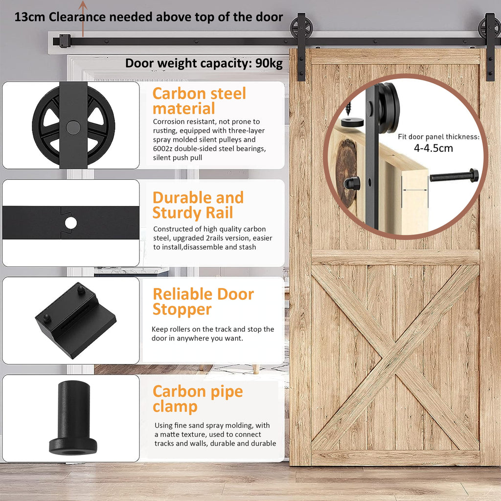 Single Door Sliding Barn Door Track Hardware Kit - 1.5m – HEARTDECO