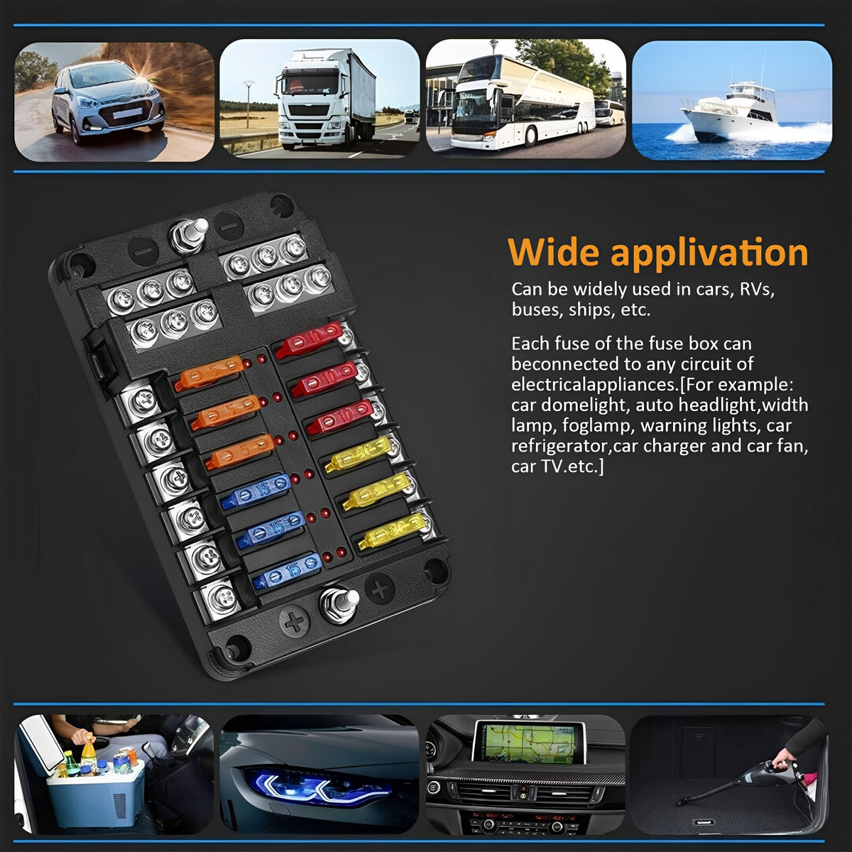 12-Way Fuse Block 12V Blade Fuse 12 Circuit Panel – HEARTDECO
