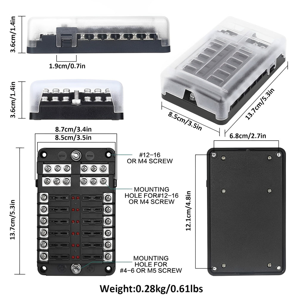 12-Way Fuse Block 12V Blade Fuse 12 Circuit Panel – HEARTDECO