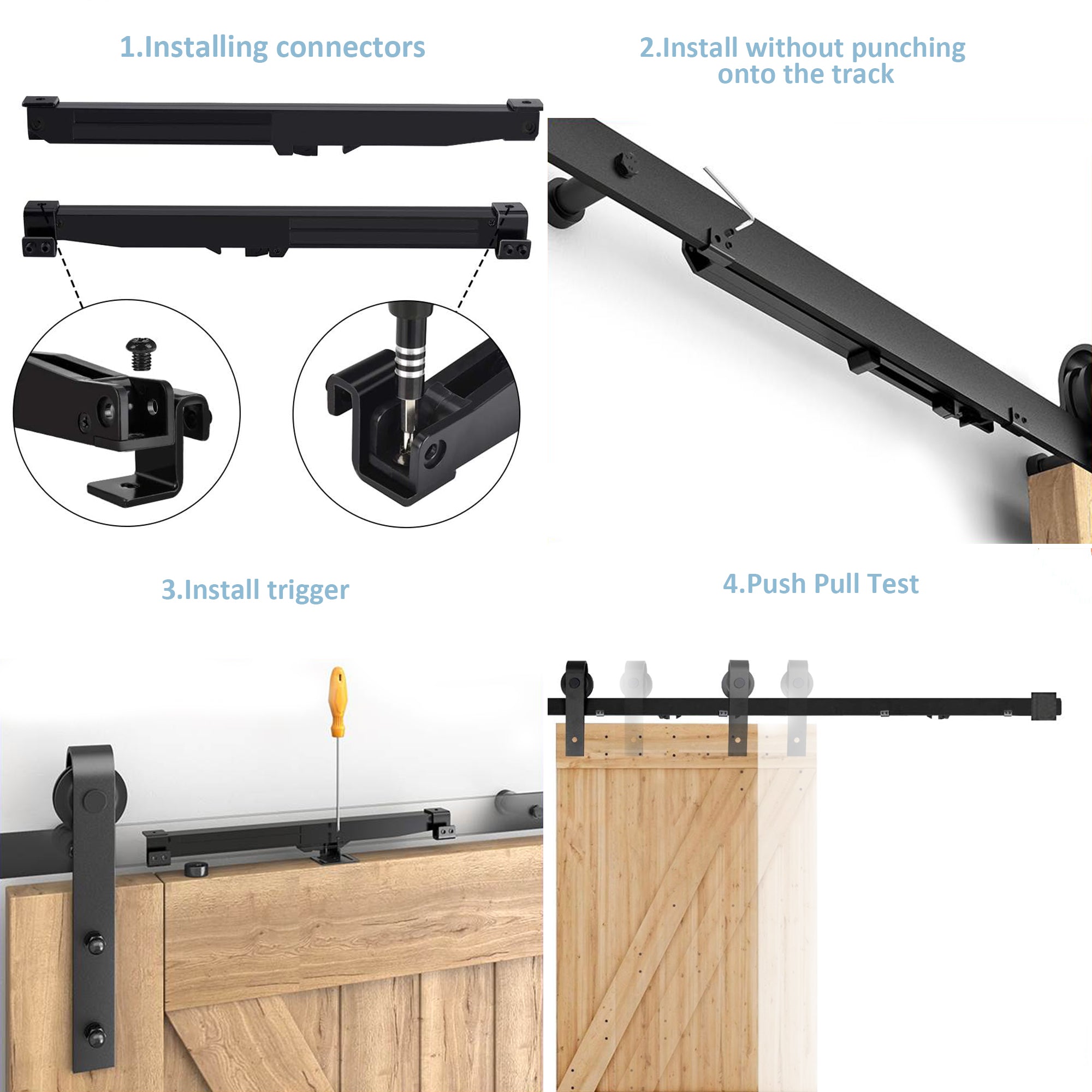 Mix Box Single Sliding Barn Door Track With Buffer Damper Kit - 1.5m ...