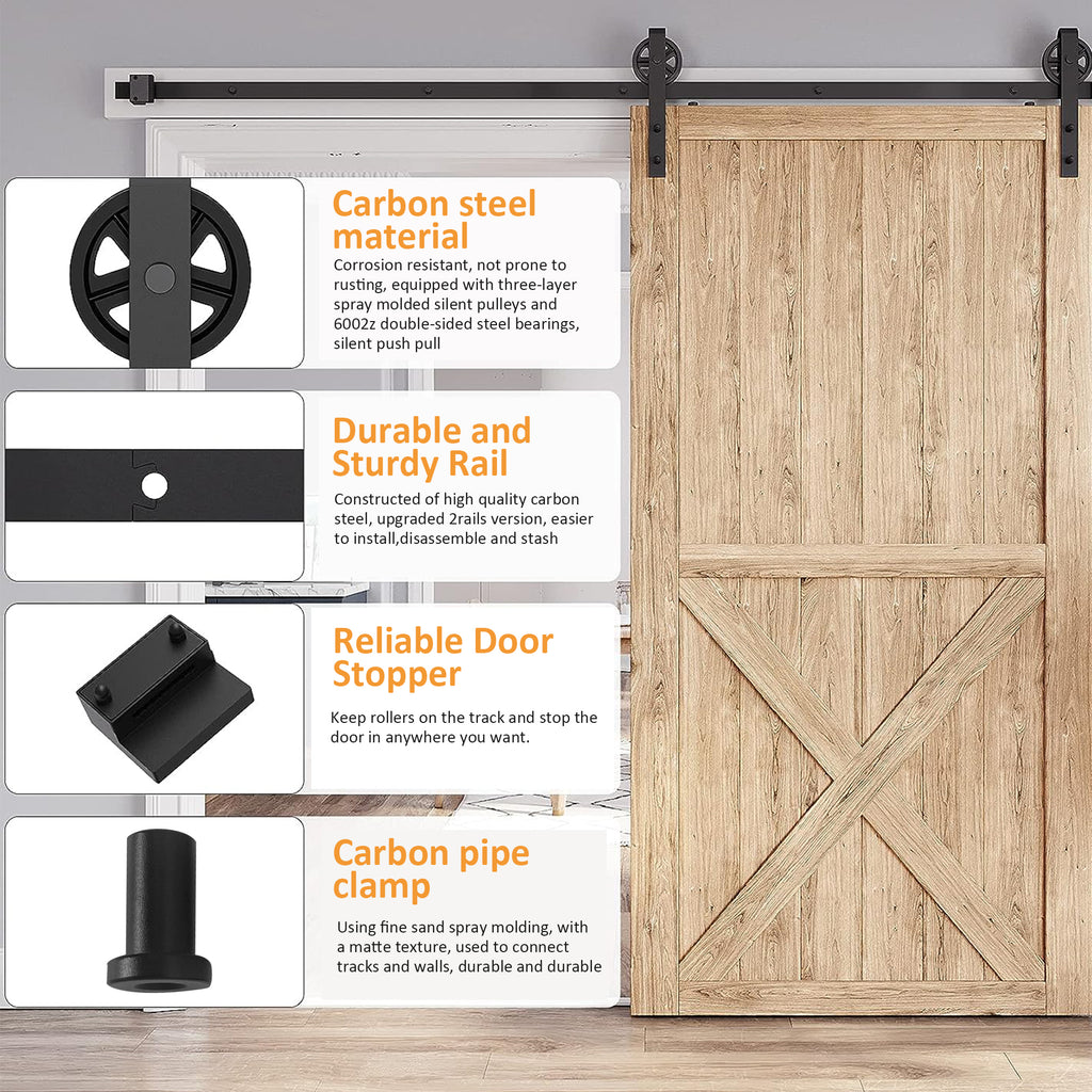 Mix Box Single Sliding Barn Door Track With Buffer Damper Kit - 1.5m ...