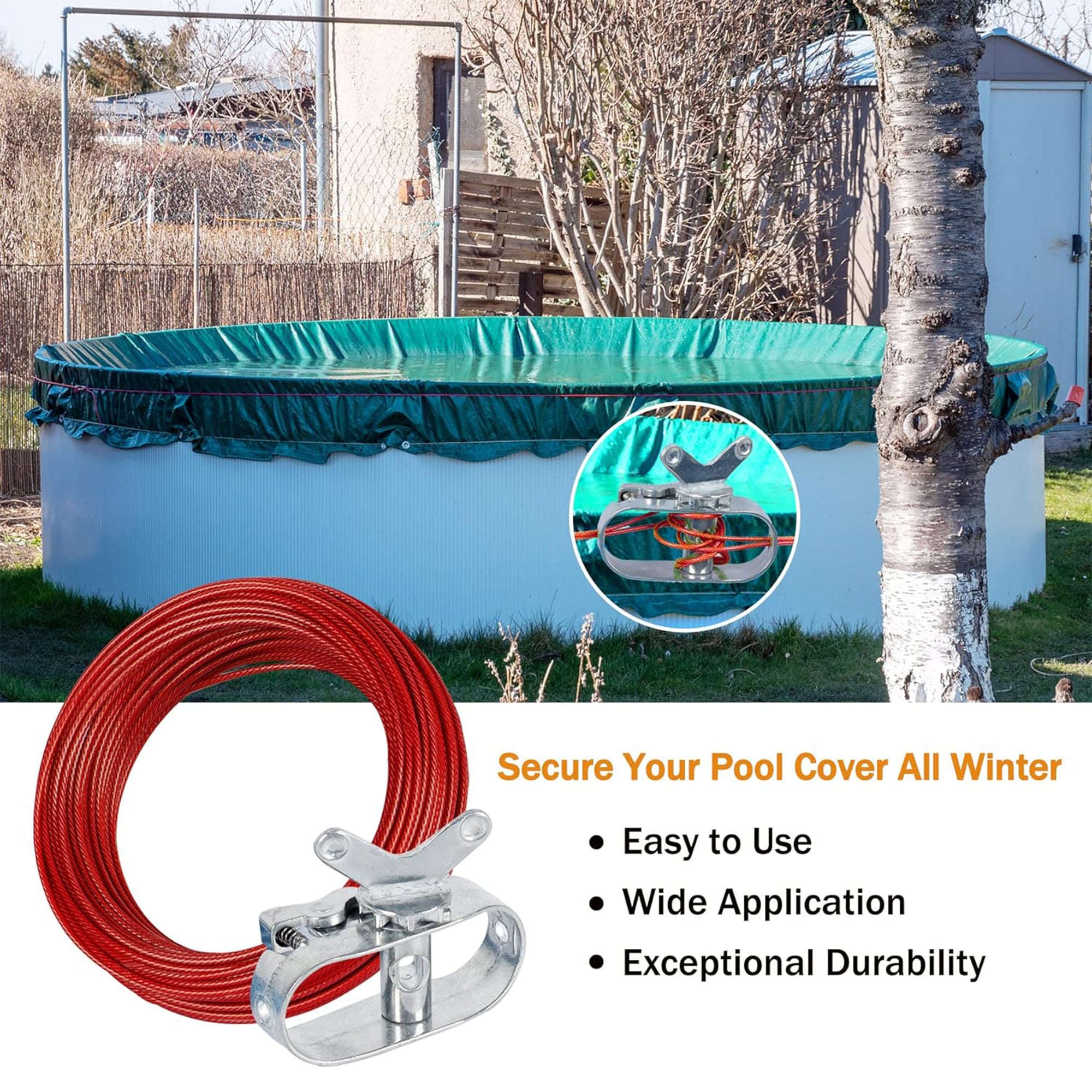 40 Meter Swimming Pool Cover Cable Winch Kit – HEARTDECO