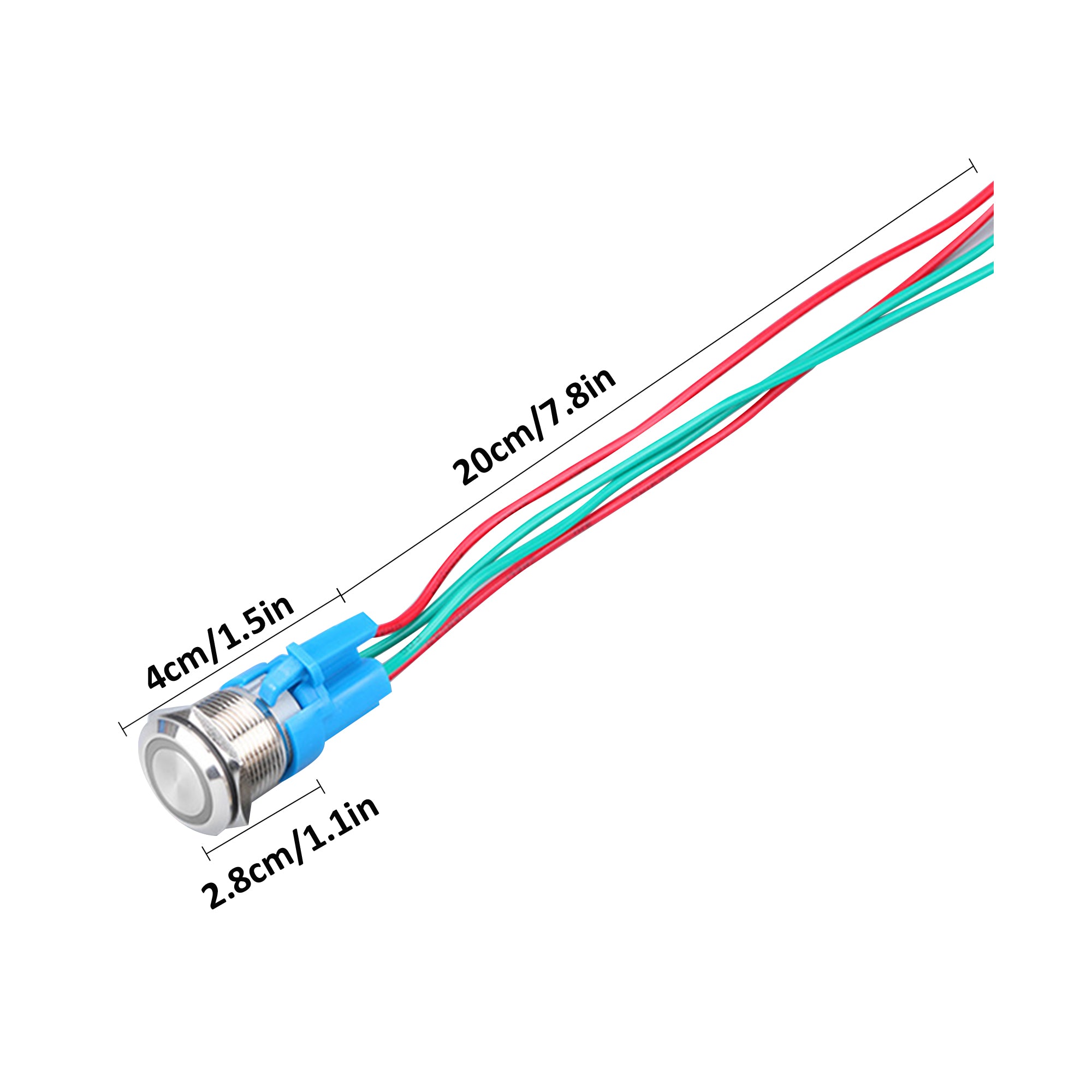 4 PCs 19mm Stainless Steel Self-Locking Push Button Switch With White ...