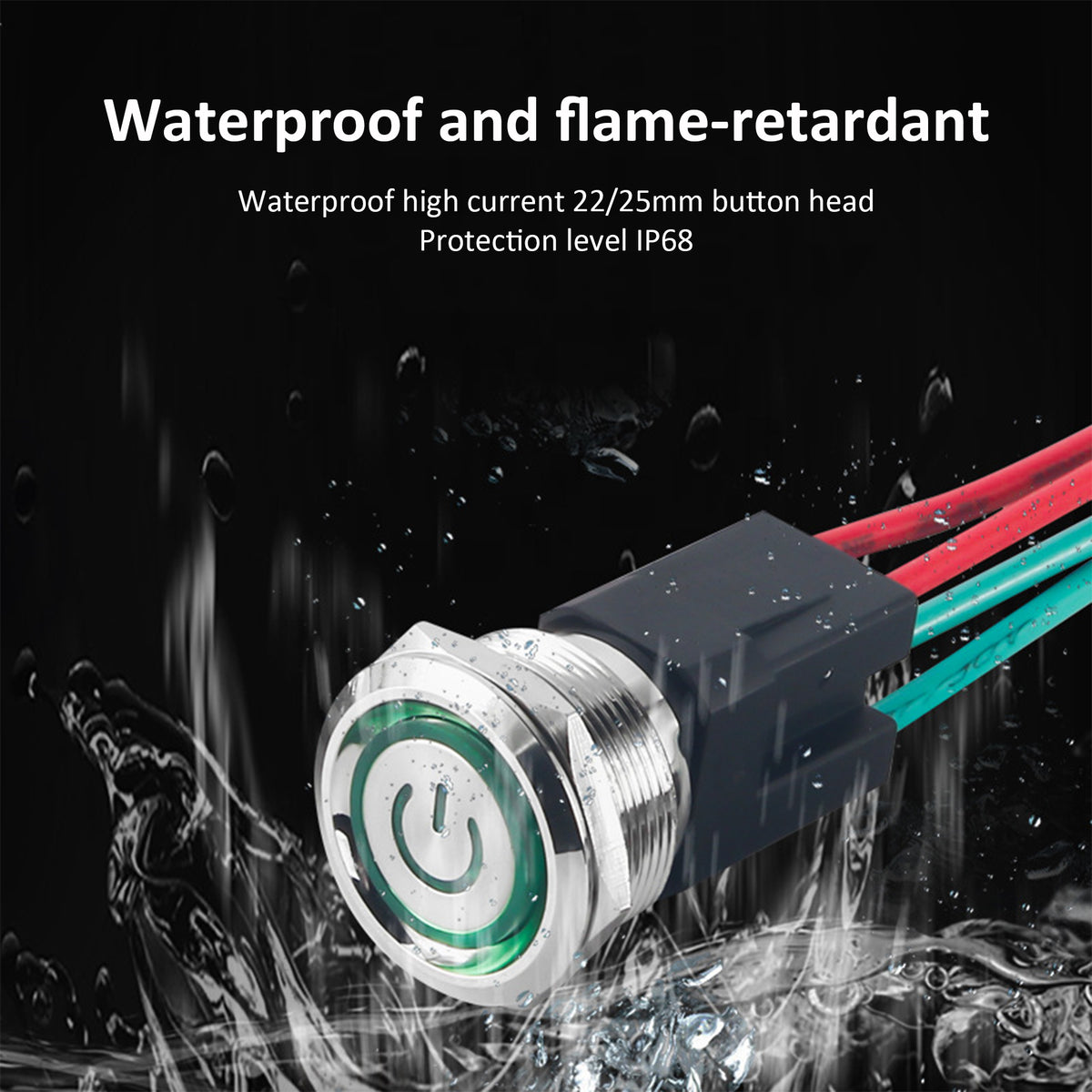 2 PCs 22mm Stainless Steel Self-Locking Push Button Switch With Green ...