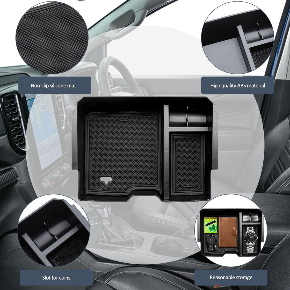2023 Central Armrest Storage Stowing Box Tray Accessory for Ford Range ...
