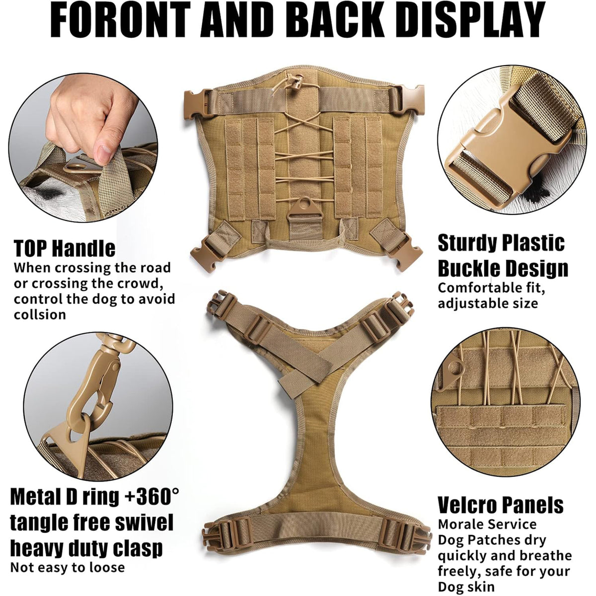 Mix Box Tactical Dog Harness Training Vest with Bungee Lead for 15kg ...