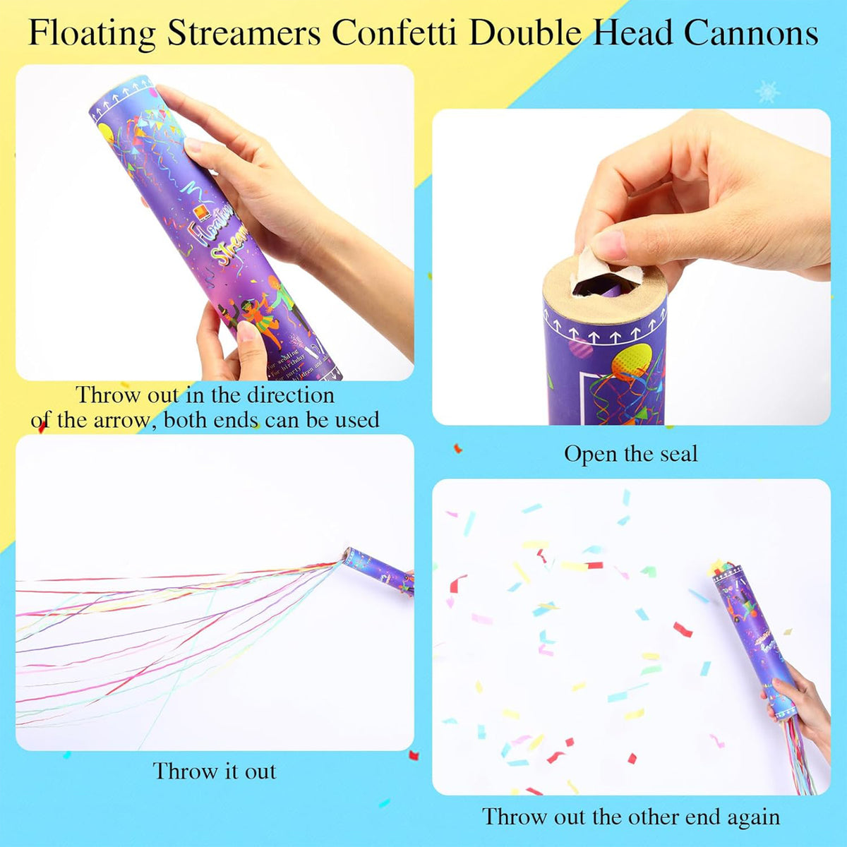 Hand Throwing Streamers And Confetti Ribbons Launcher Wand - 8 Pack ...