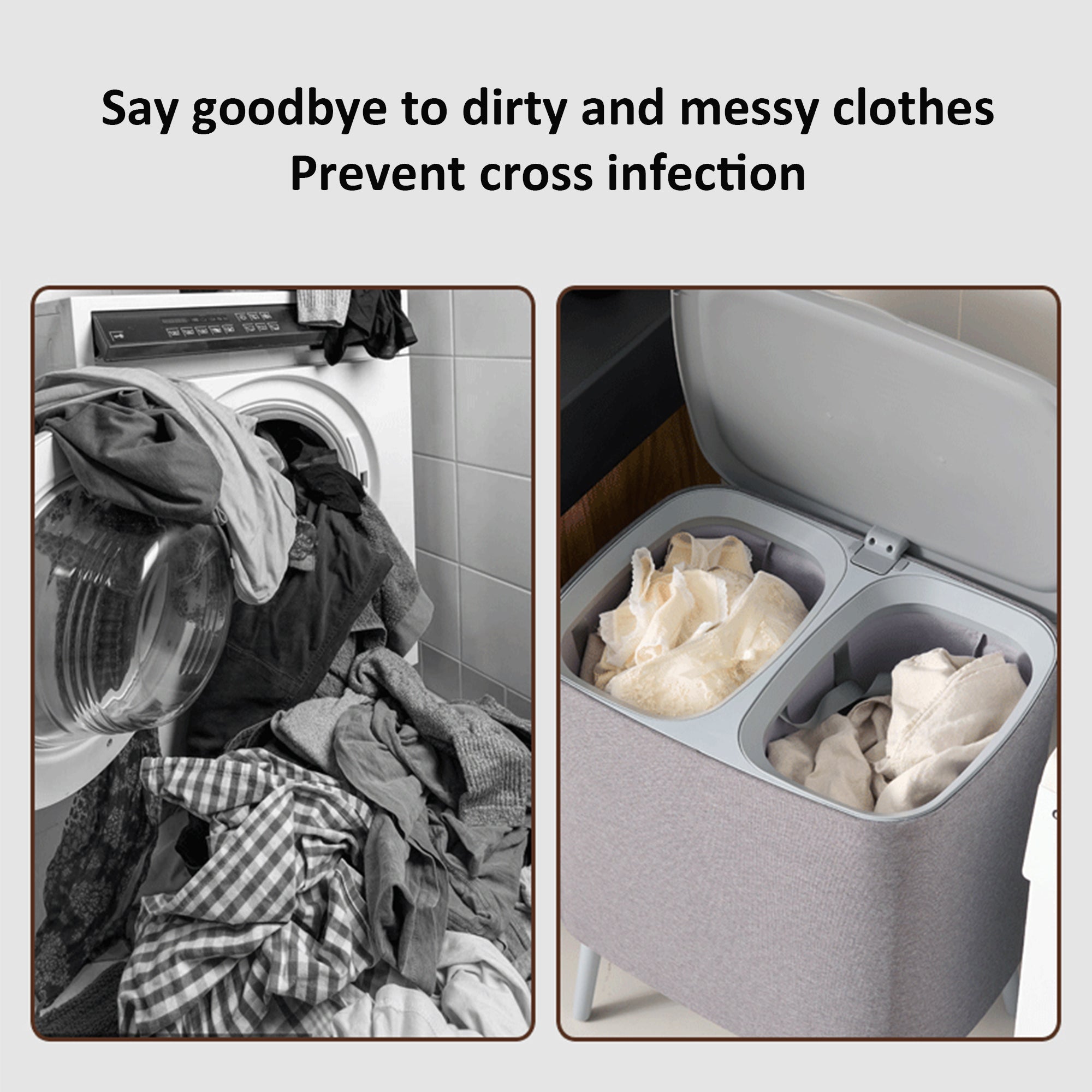 Mix Box Laundry Basket with Lids - 90L,2 Section with Removable Fabric ...