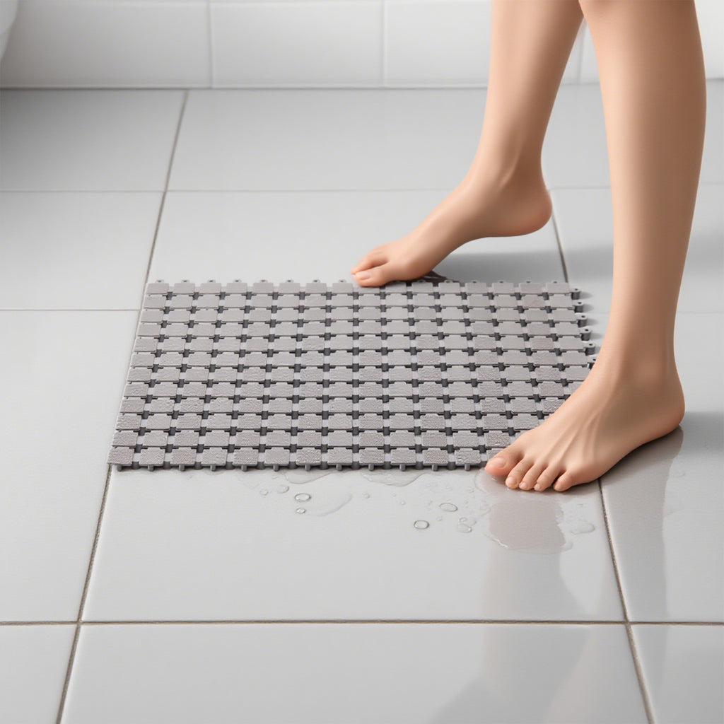Mix Box Interlocking PVC Rubber Floor Tiles with Drain Holes(10 PCs ...