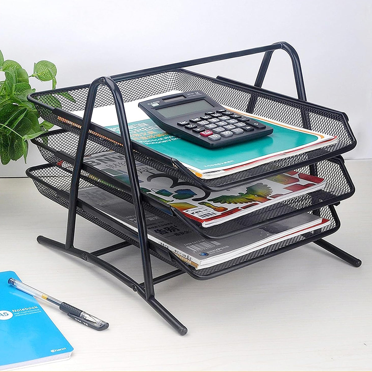 Mix Box Desktop Wire Mesh File Organizer Tray- 3 Tier – HEARTDECO