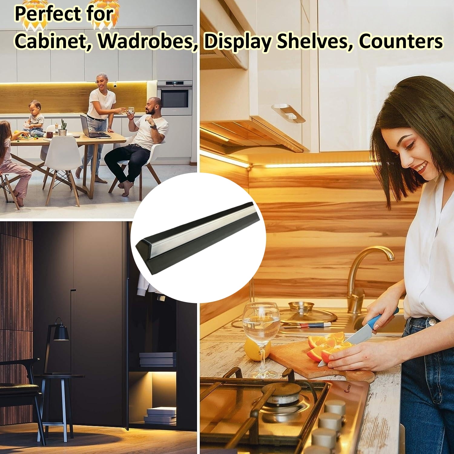 4 Pack 48cm Aluminum Cabinet Shelf Sensor LED Lighting Kit – HEARTDECO