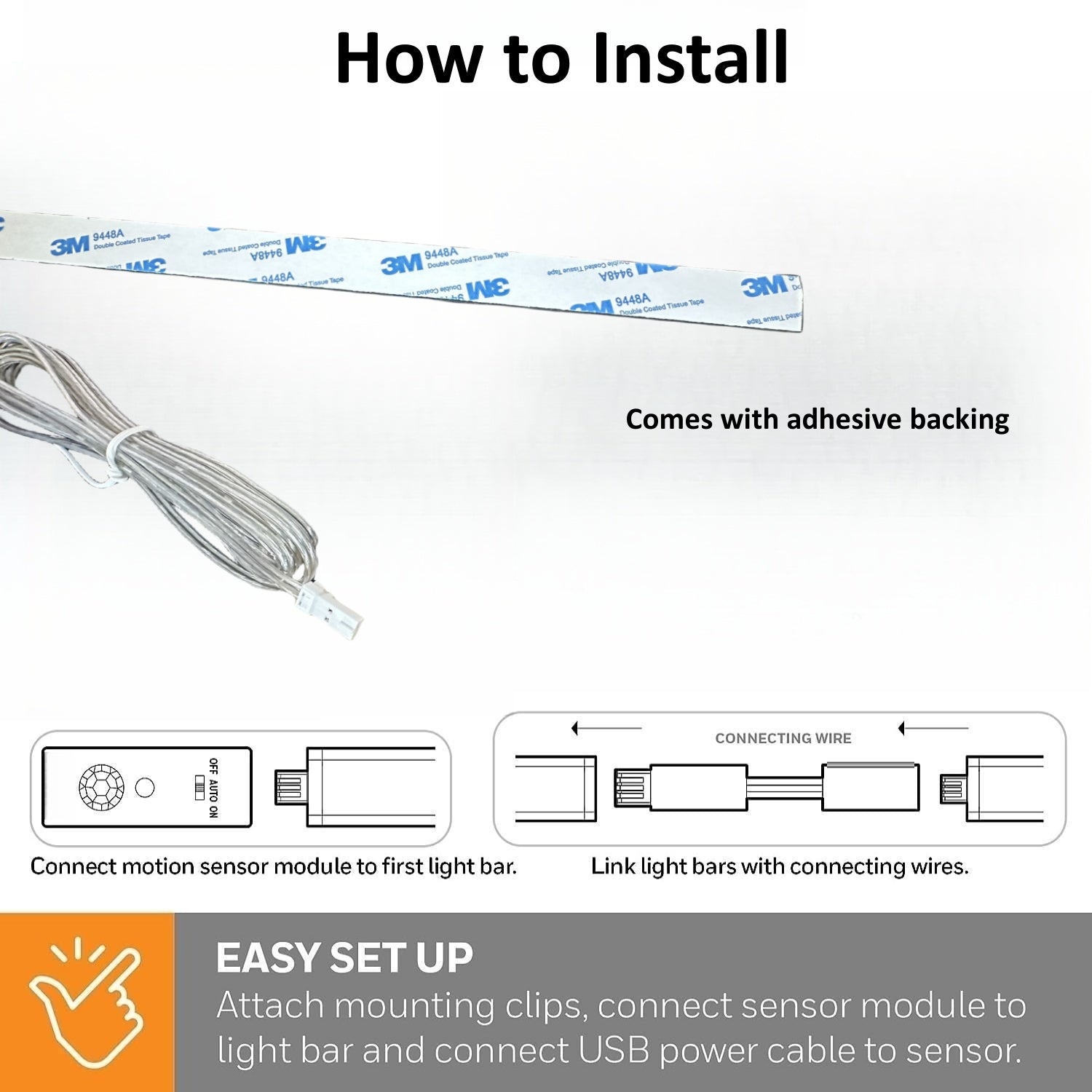 4 Pack 48cm Aluminum Cabinet Shelf Sensor LED Lighting Kit – HEARTDECO