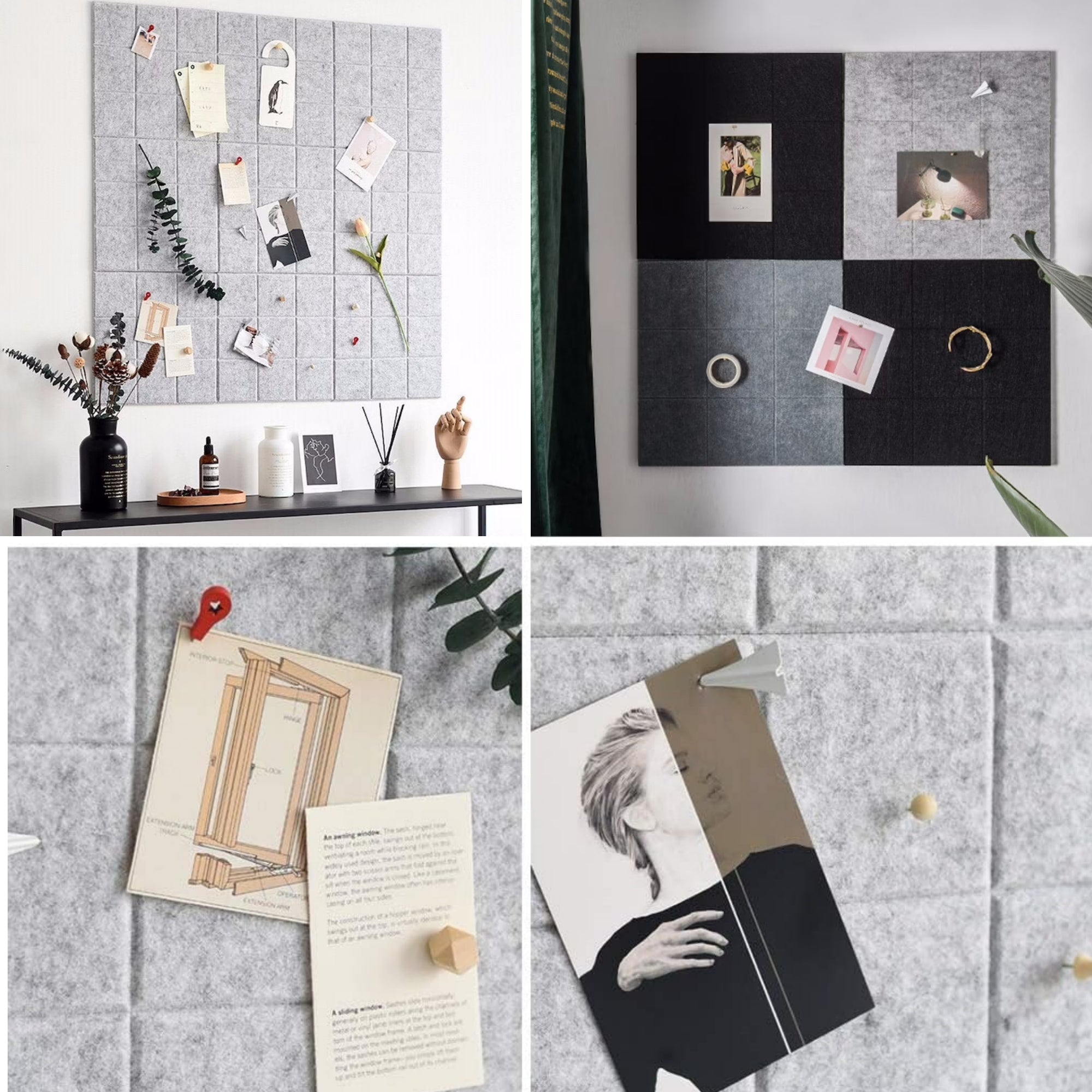 Felt Message Bulletin Pin Board Tile 6Pcs Set – HEARTDECO