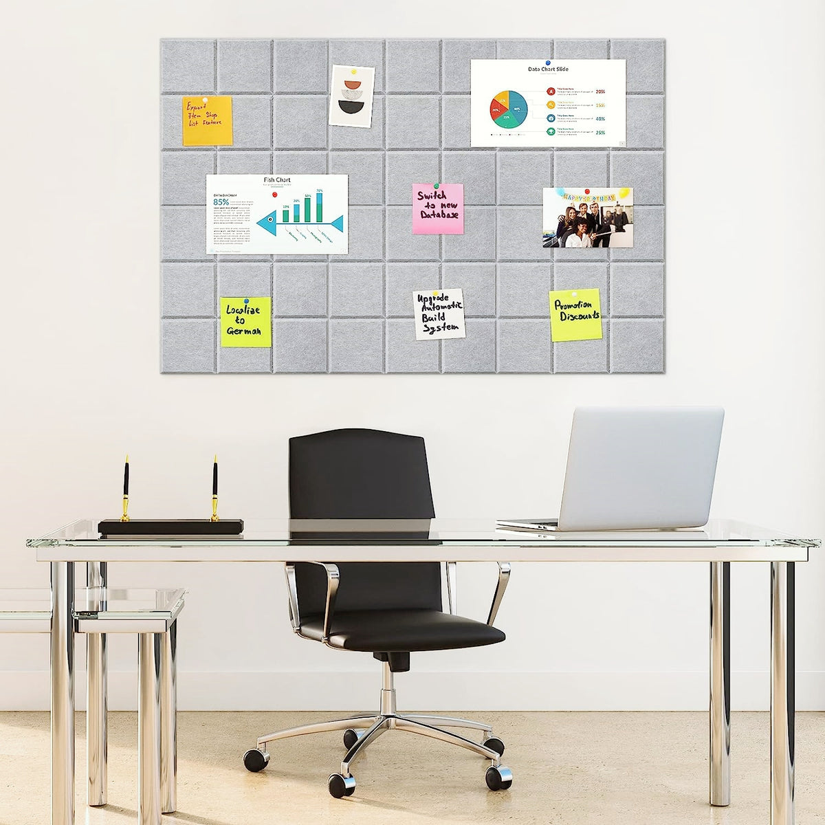 Felt Message Bulletin Pin Board Tile 6Pcs Set – HEARTDECO