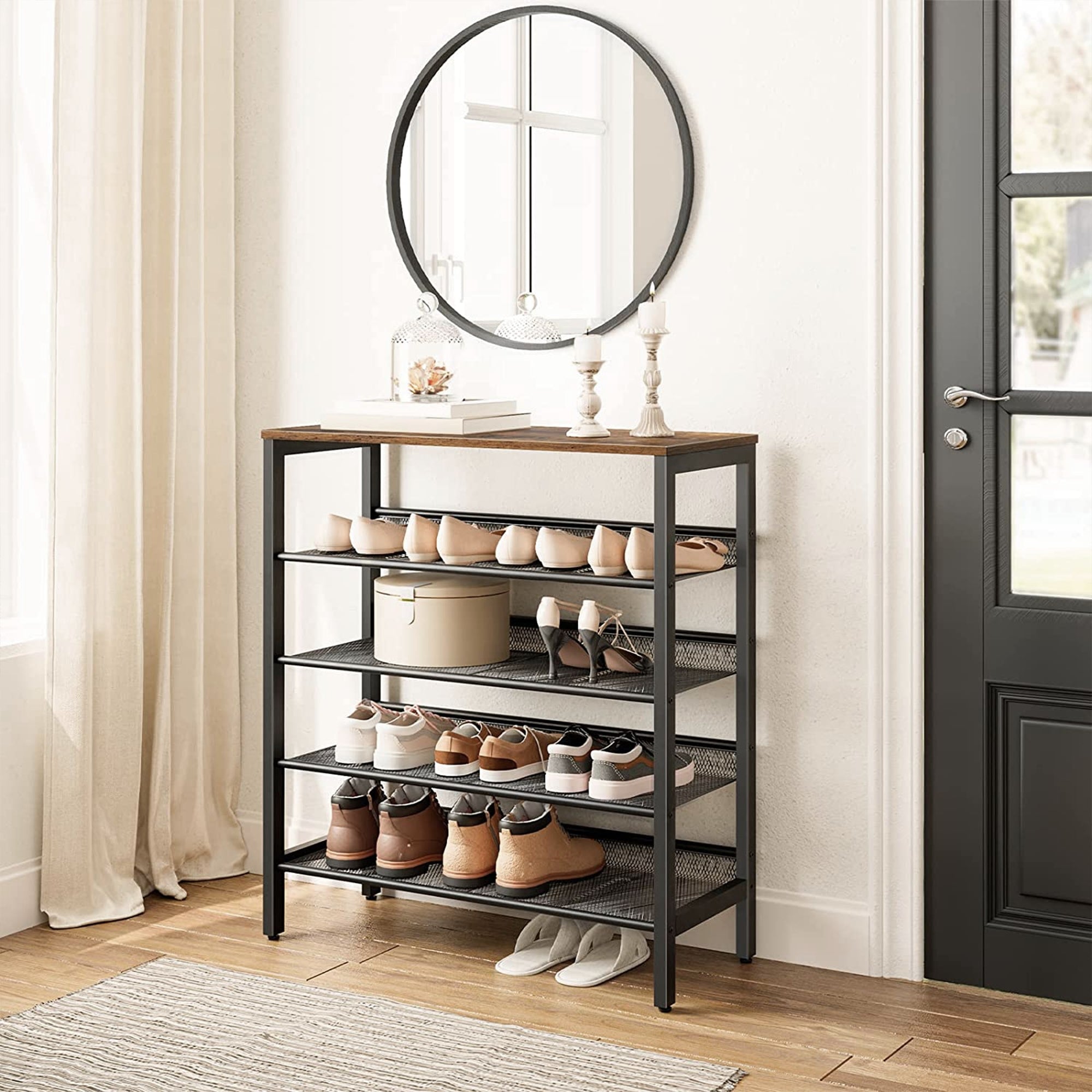 5 Tier Metal Mesh Shoe Rack Storage Shelf – HEARTDECO