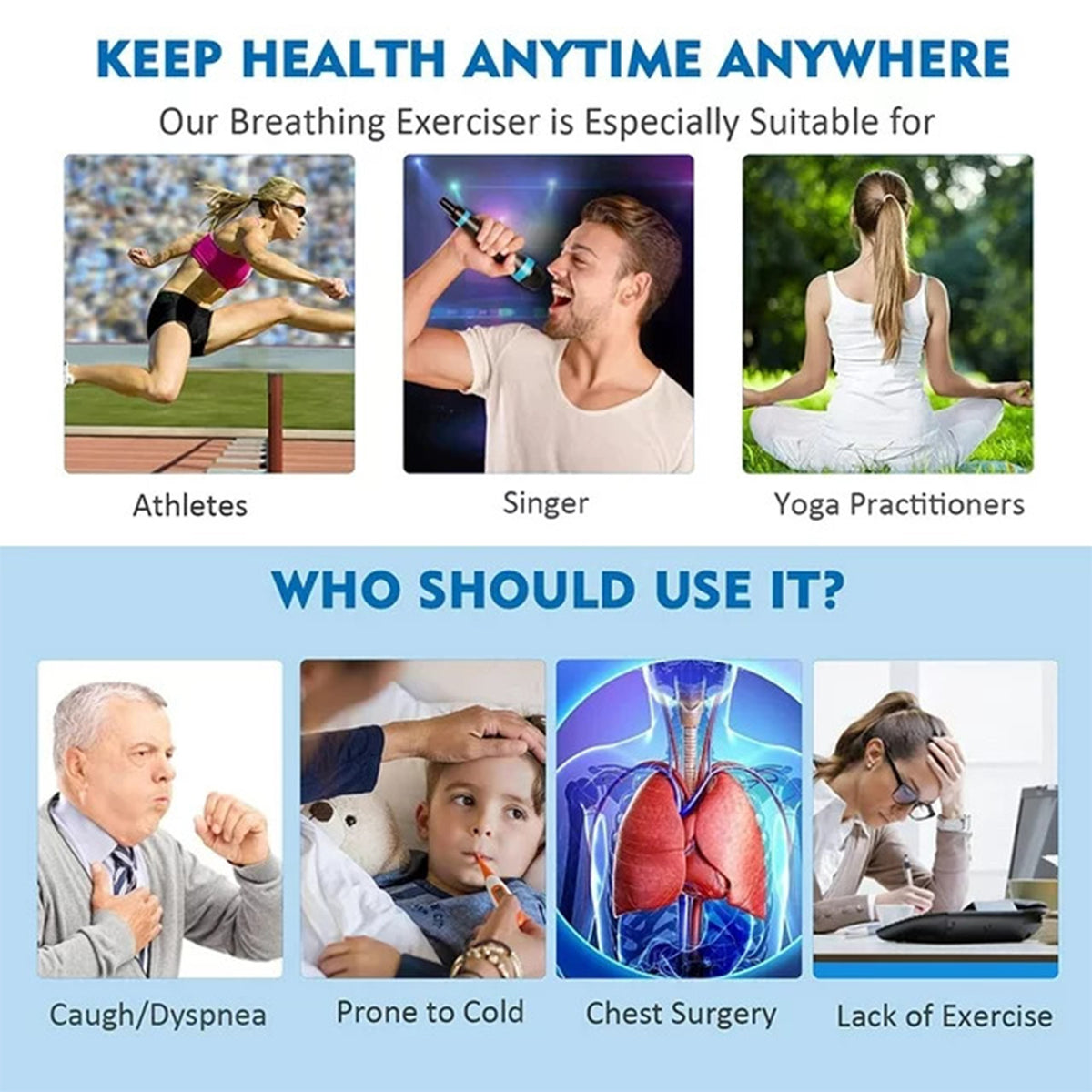 2 Pcs Breathing Training Device Exercise Device for Better Strengthen ...