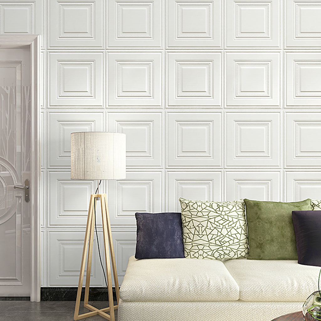 Heartdeco 3D Foam Self-Adhesive Wall Panel 10Pcs Pack - Square Pattern ...