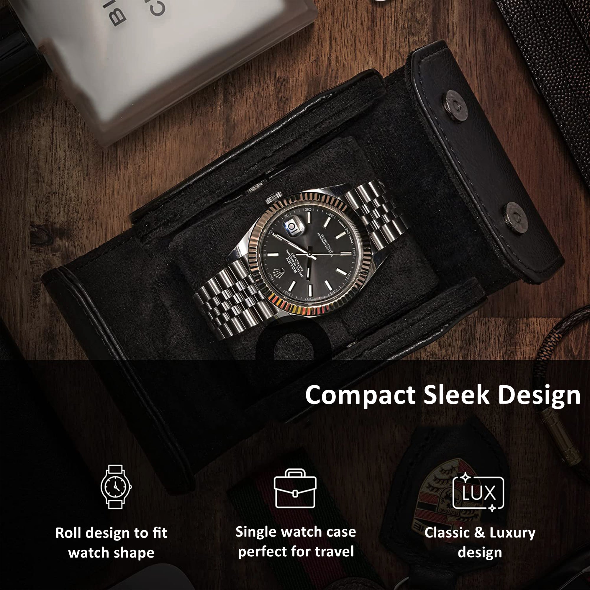 Luxury Genuine Leather Watch Travel Roll Case – HEARTDECO
