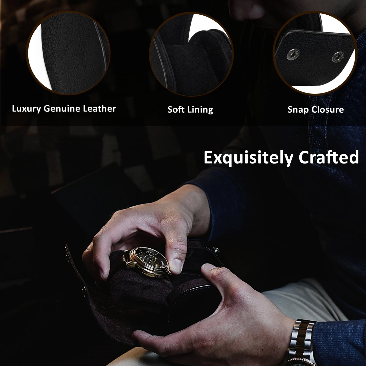 Luxury Genuine Leather Watch Travel Roll Case – HEARTDECO