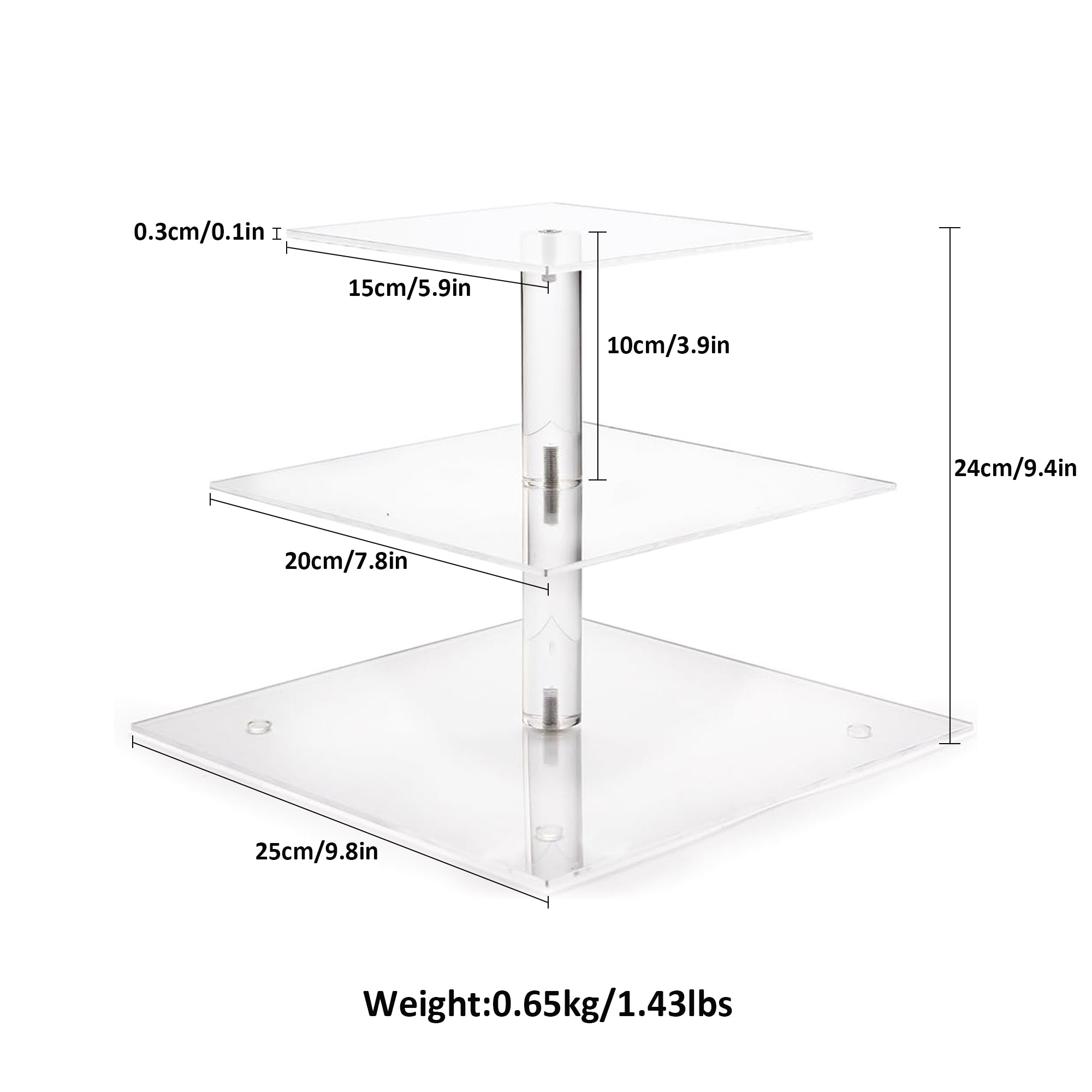 3 Tier Acrylic Cupcake Holder Dessert Display Stand – HEARTDECO