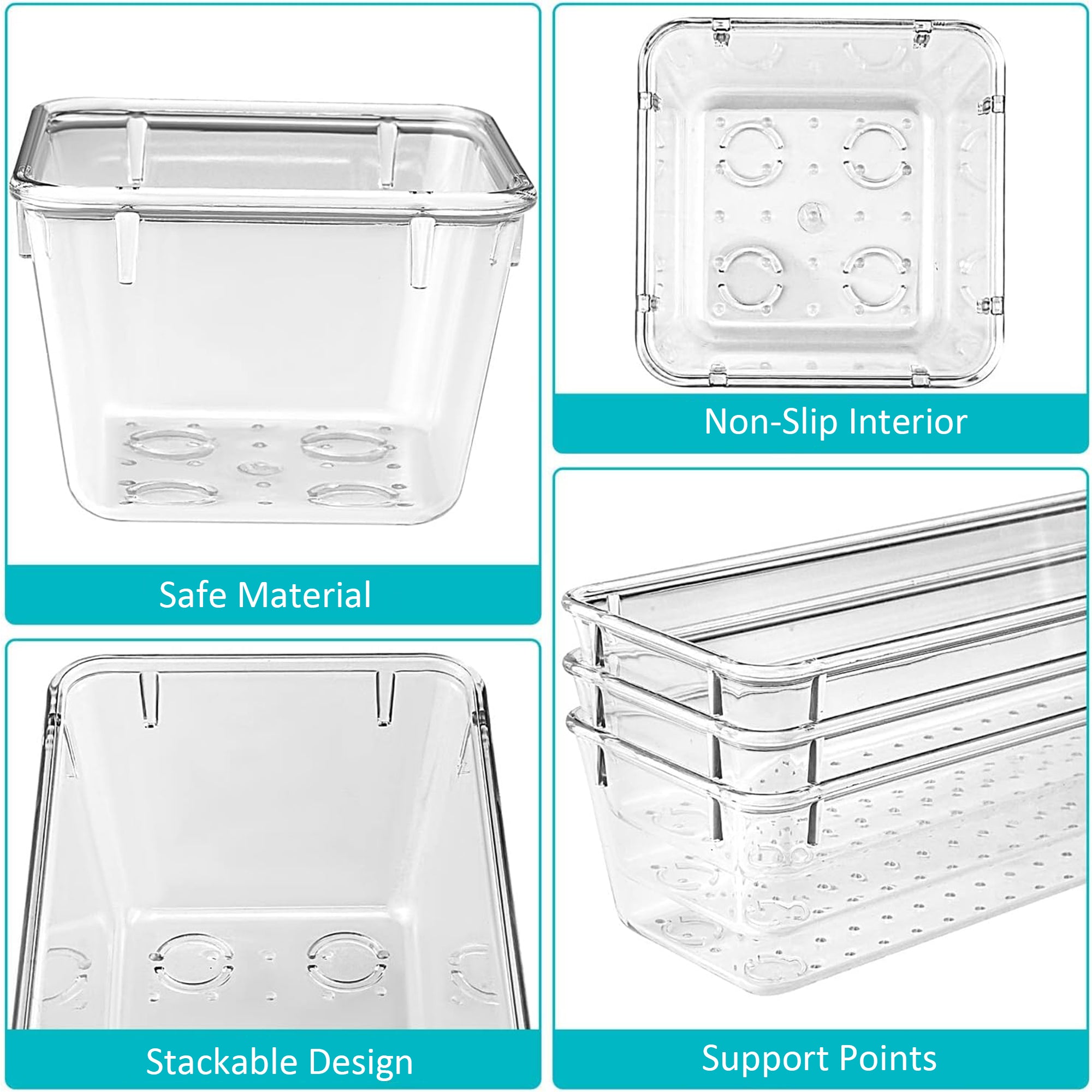 25PCs Clear Plastic Drawer Stackable Organizers – HEARTDECO