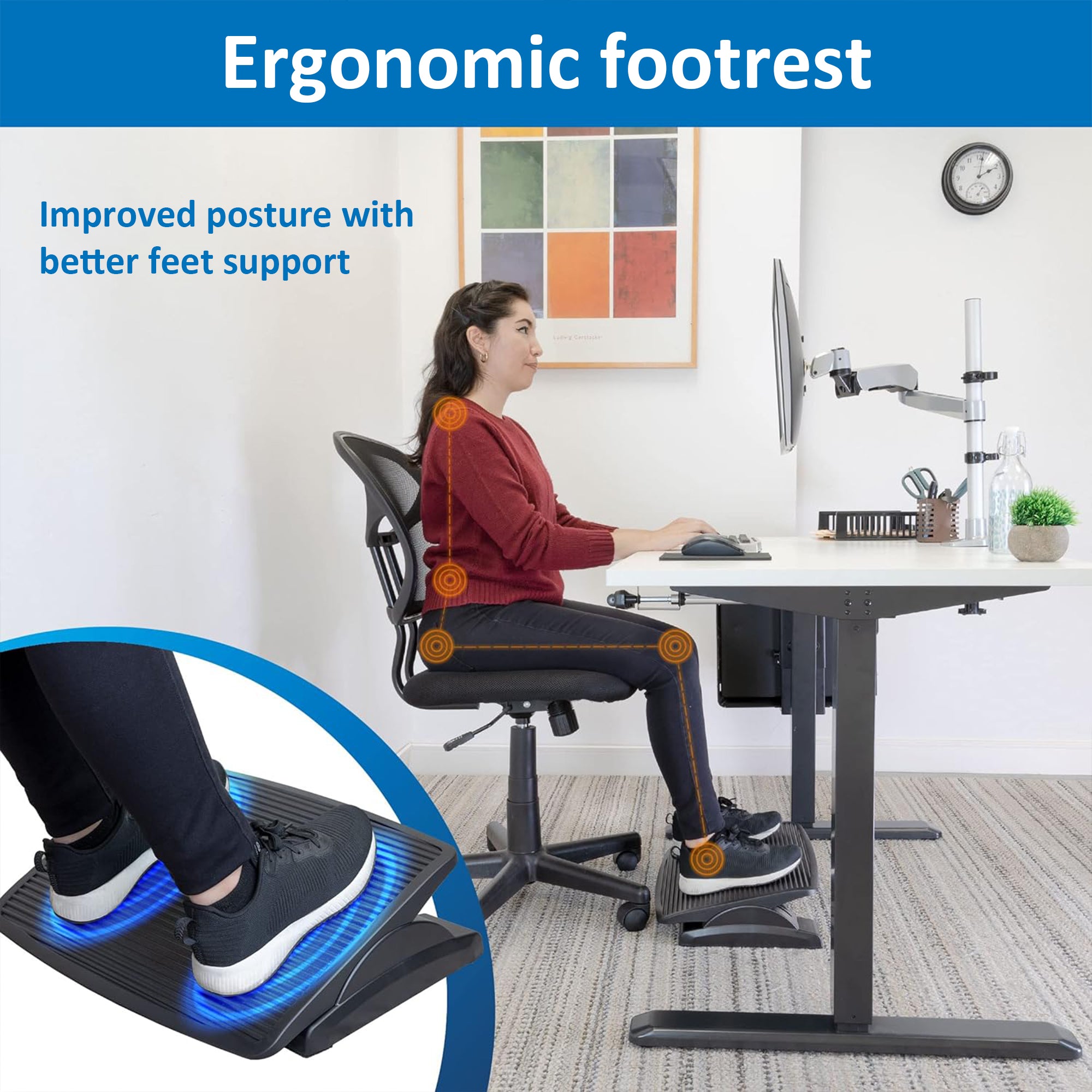 Adjustable Ergonomic Footrest Under Desk Foot Rest For Home Office Wor ...