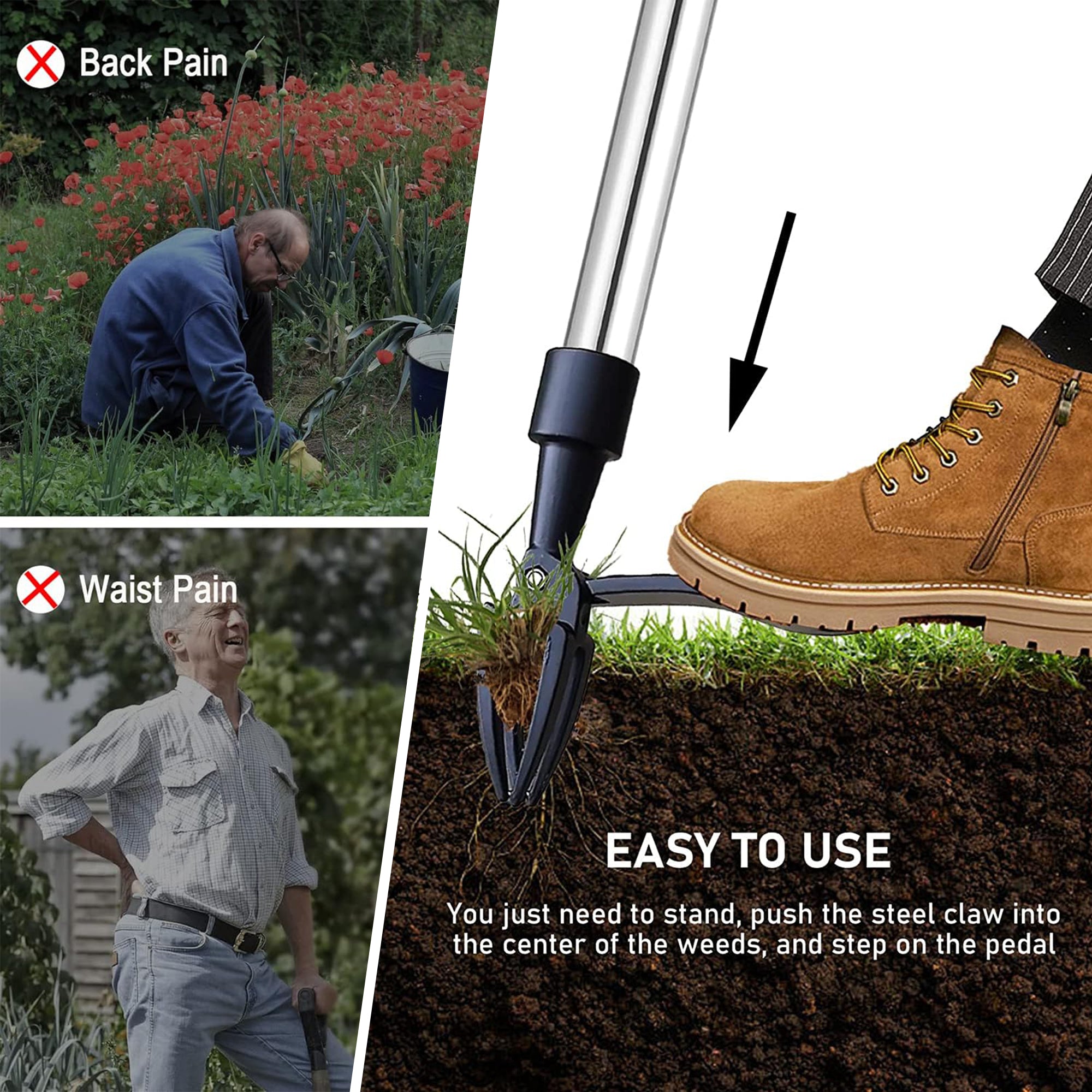 Garden Portable Weed Puller Lawn Root Remover with Adjustable Long Han ...