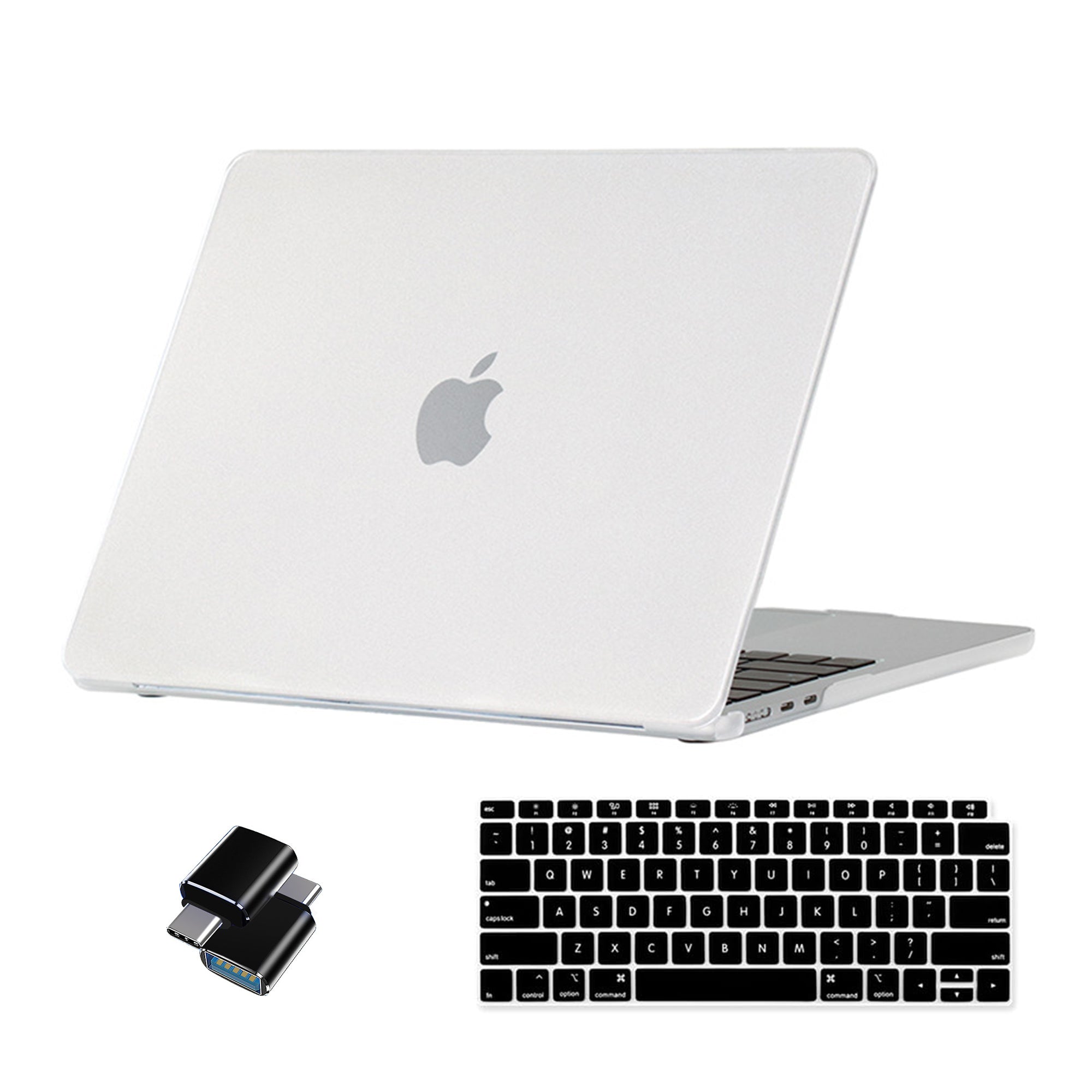 Clear MacBook Air 13inch Case with Keyboard Cover & 2-Pcs Type C Adapt ...