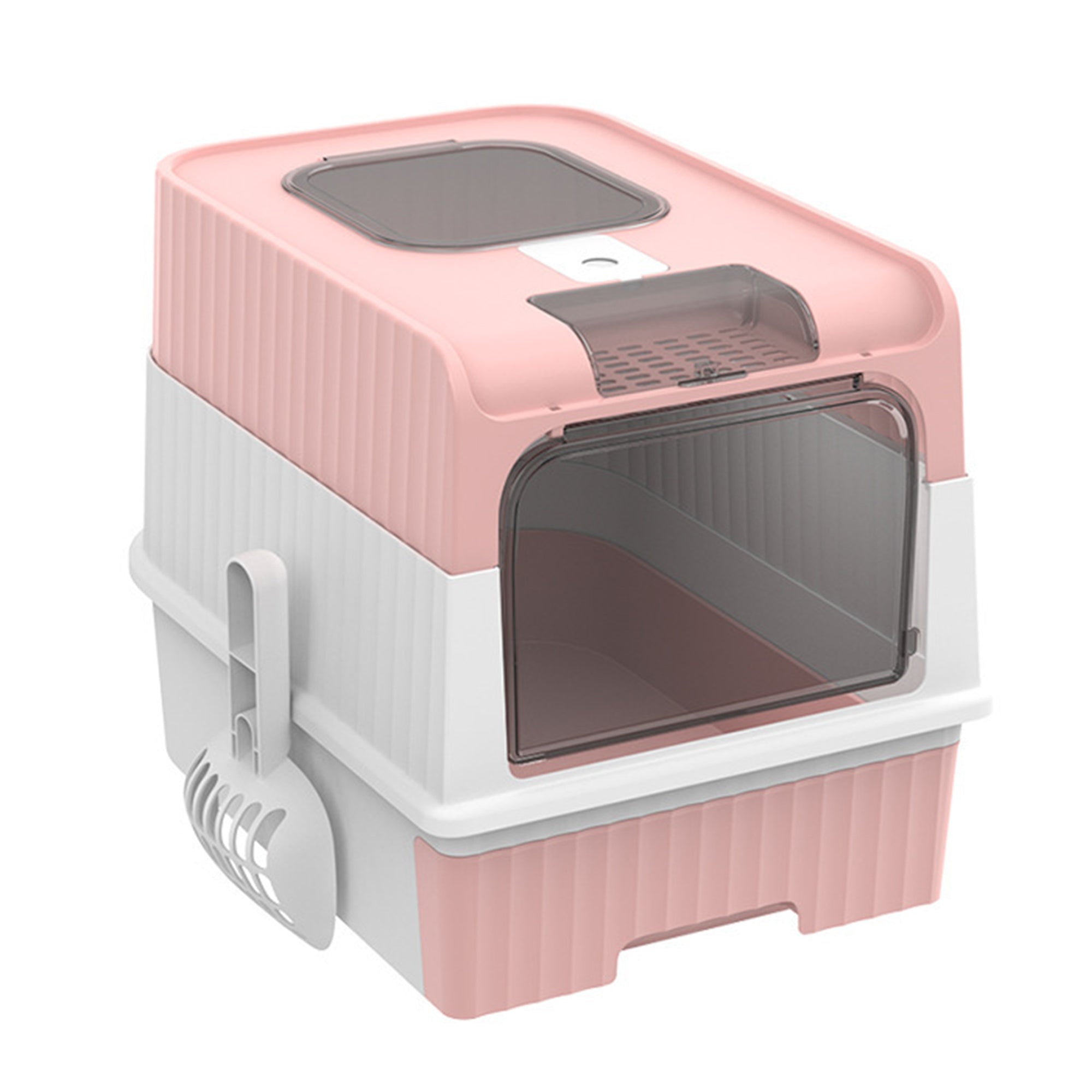 Enclosed Cat Toilet Box with Drawer with Cat Litter Scoop - Pink ...
