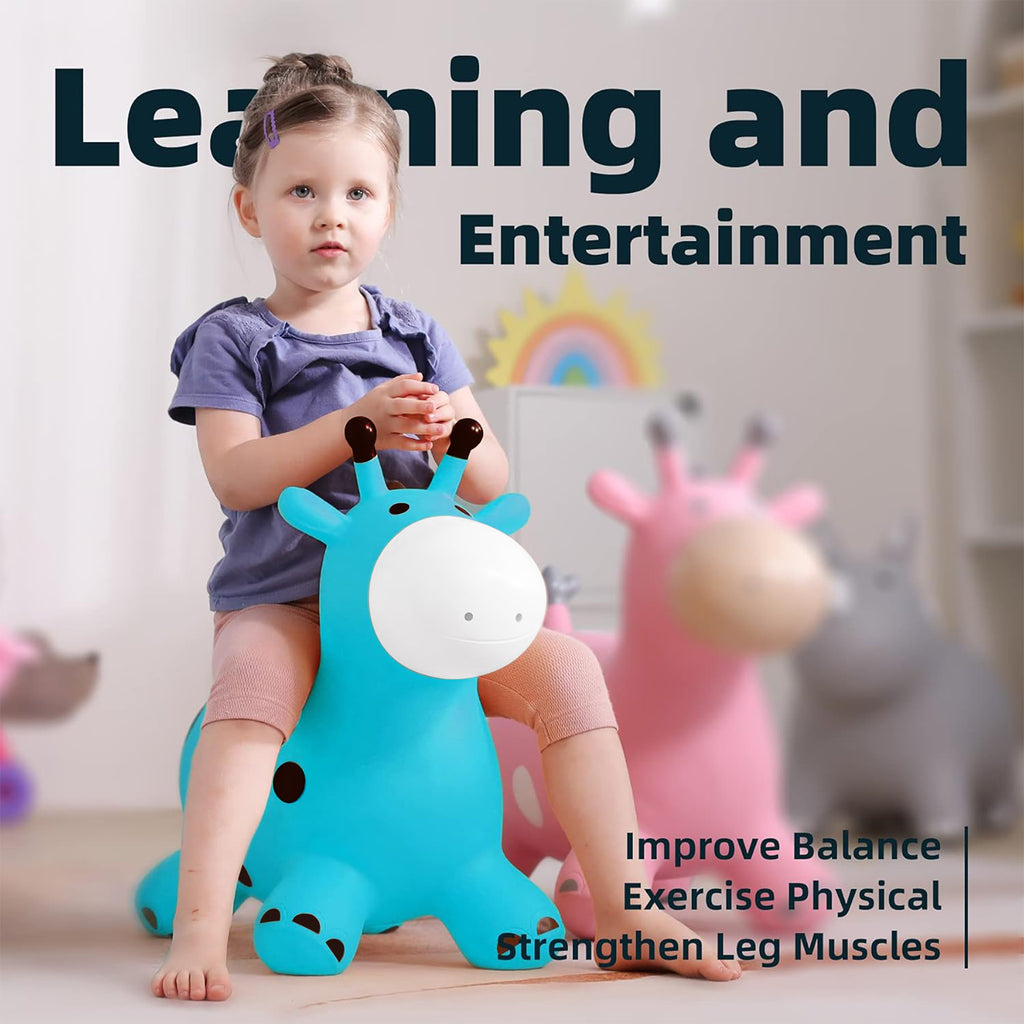 Inflatable Giraffe Bouncy Horse Hopper for Toddlers Ride on Bouncer Ho ...