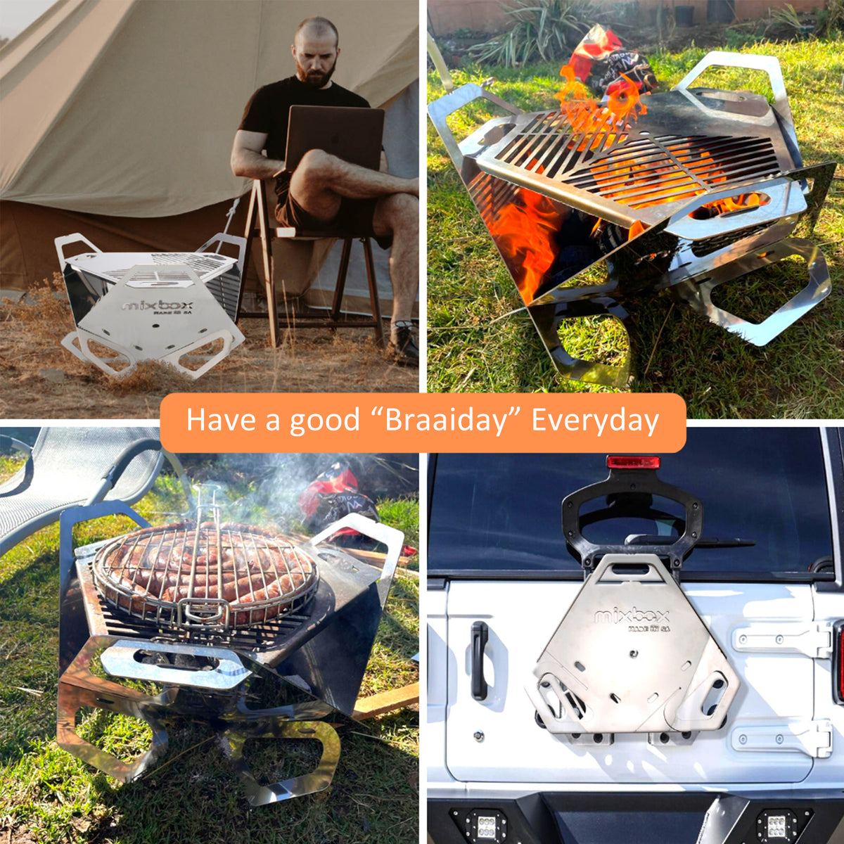 304 Stainless Steel Portable Fire Pit Camping Braai Grill – HEARTDECO