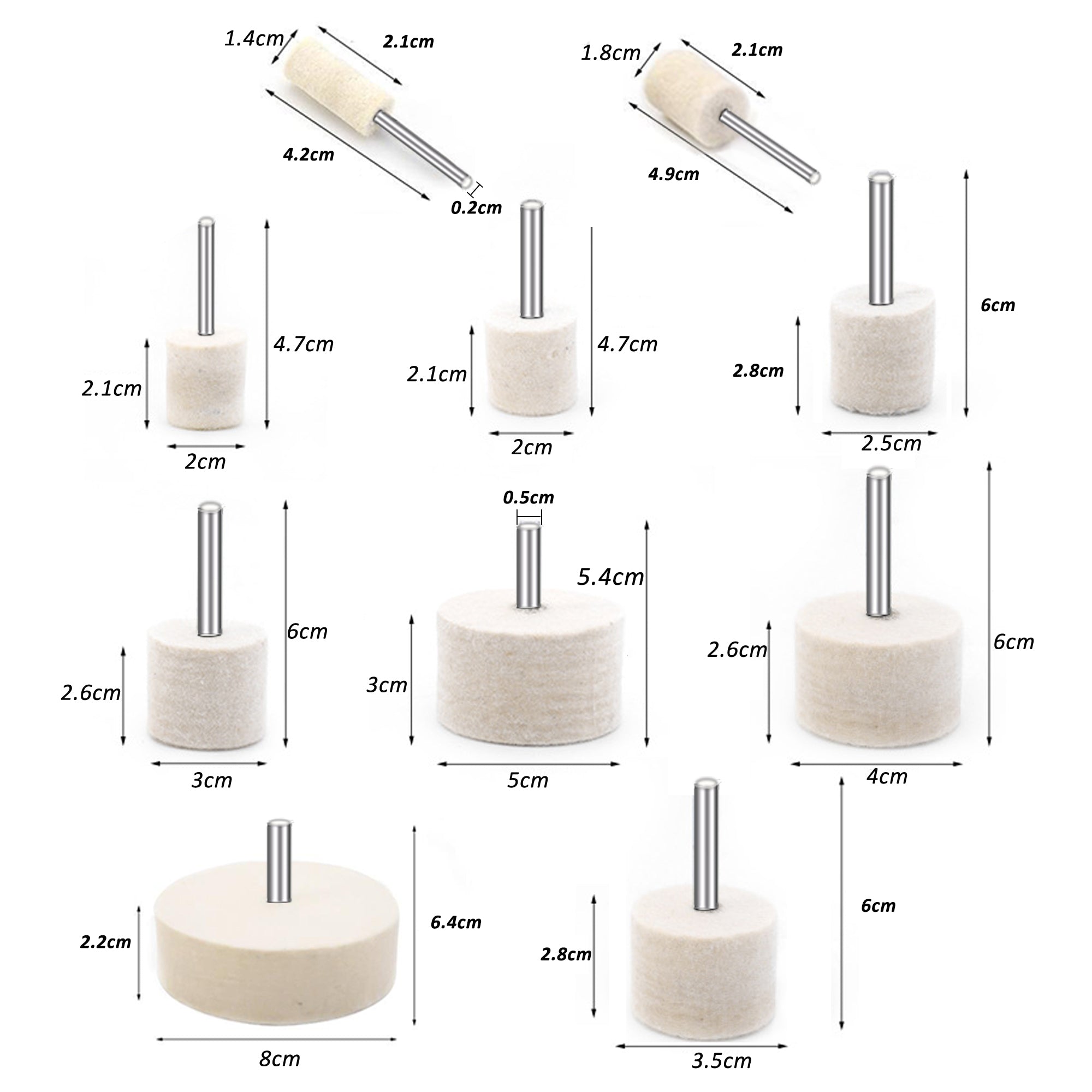 10PCs Wool Felt Polishing Pads Buffing Head – HEARTDECO