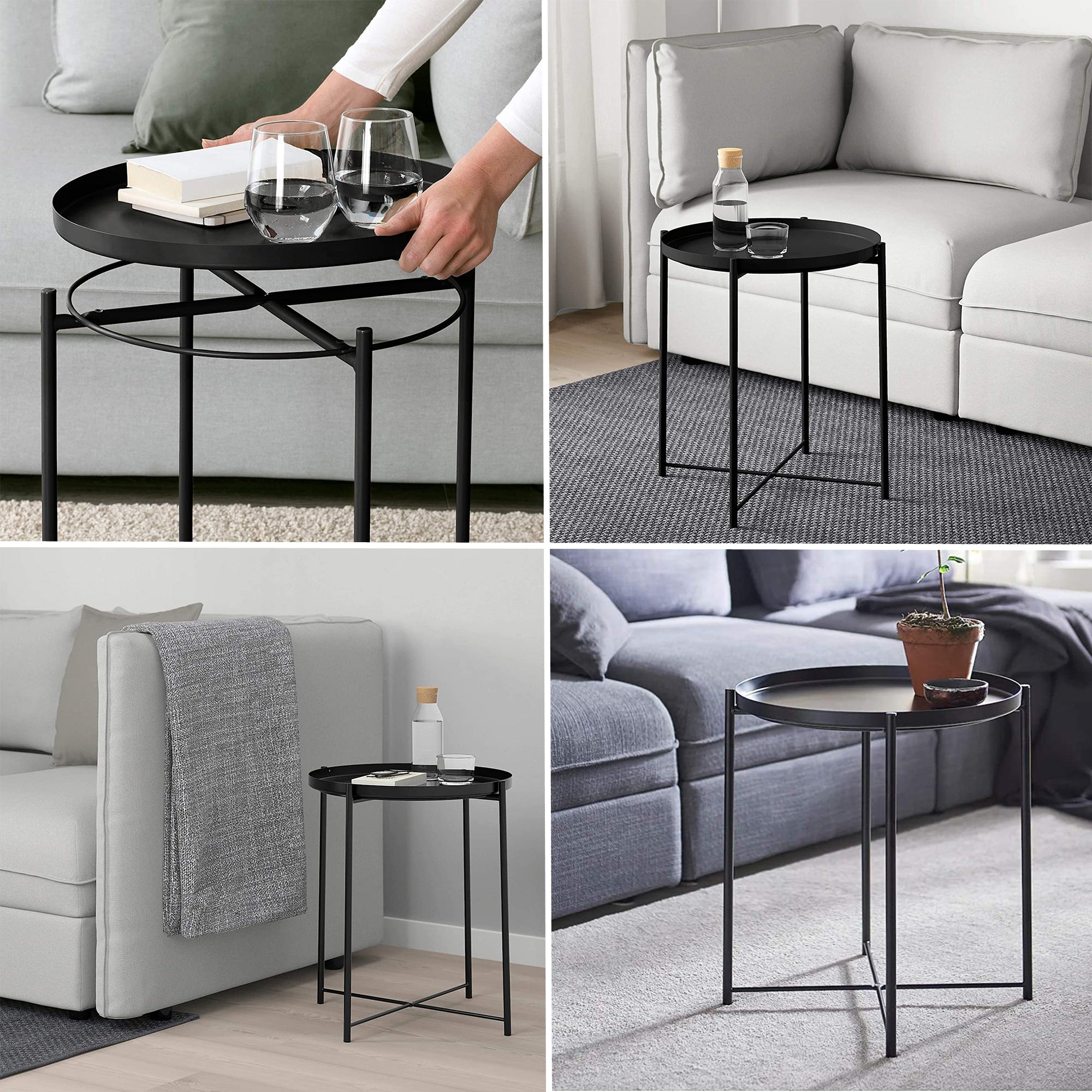 Round Metal Tray Side Table – HEARTDECO