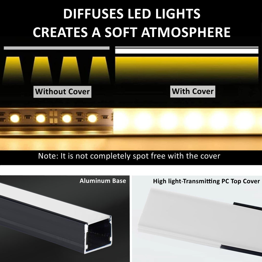 4 Pack 1.5m Aluminum LED Light Strip Cover - Black – HEARTDECO
