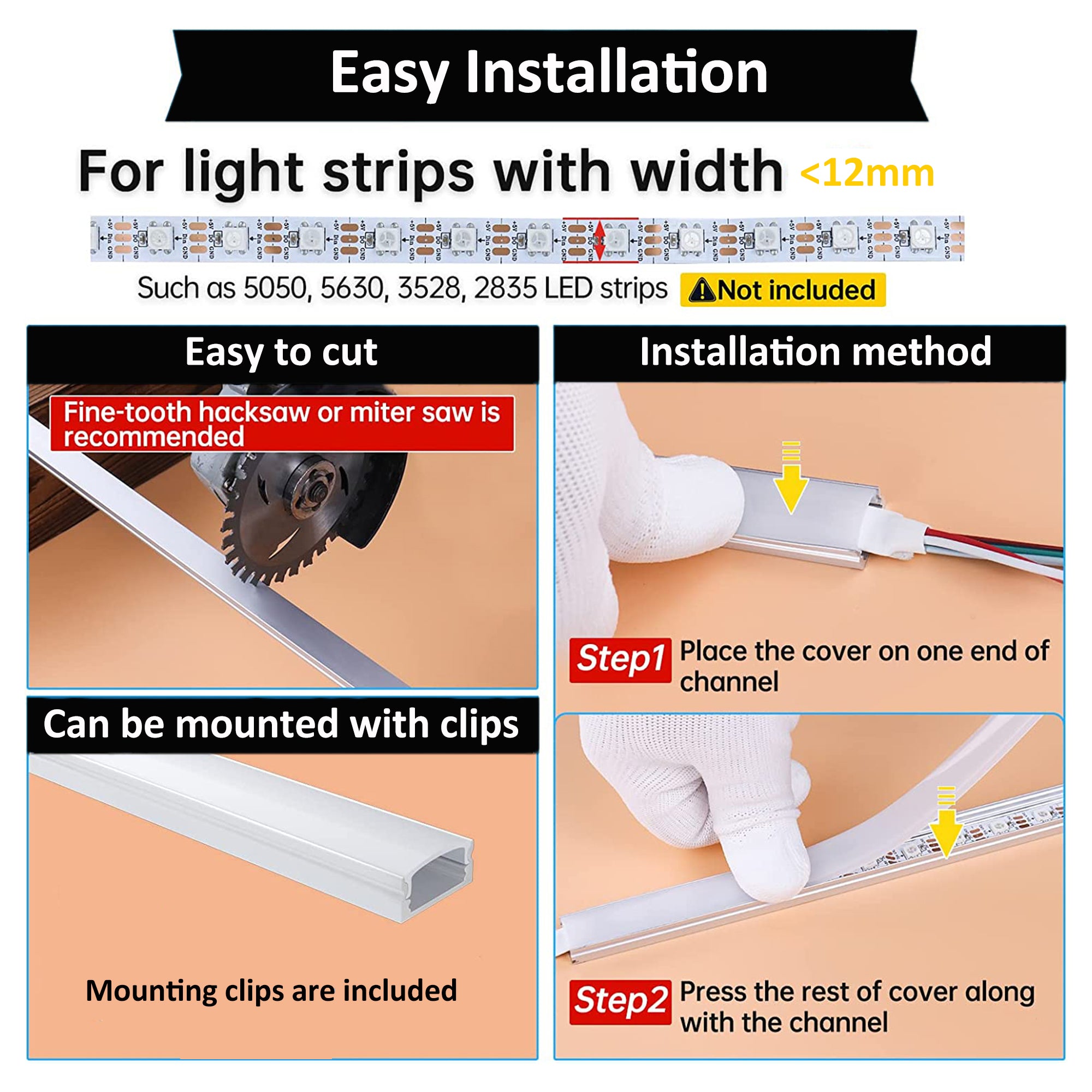 4 Pack 1.5m Aluminum LED Light Strip Cover - Silver – HEARTDECO