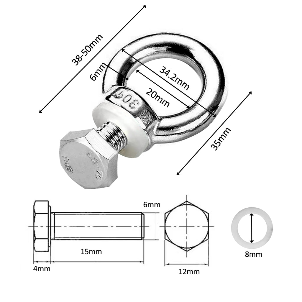 6 Pack Front Runner Roof Rack Compatible M8 Ring Bolts – HEARTDECO