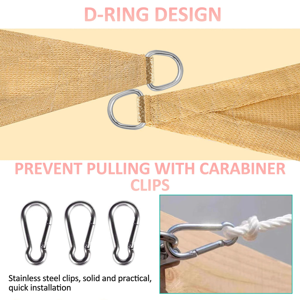 Triangular Sun Shade Sail Net Set - Beige - 3m – HEARTDECO