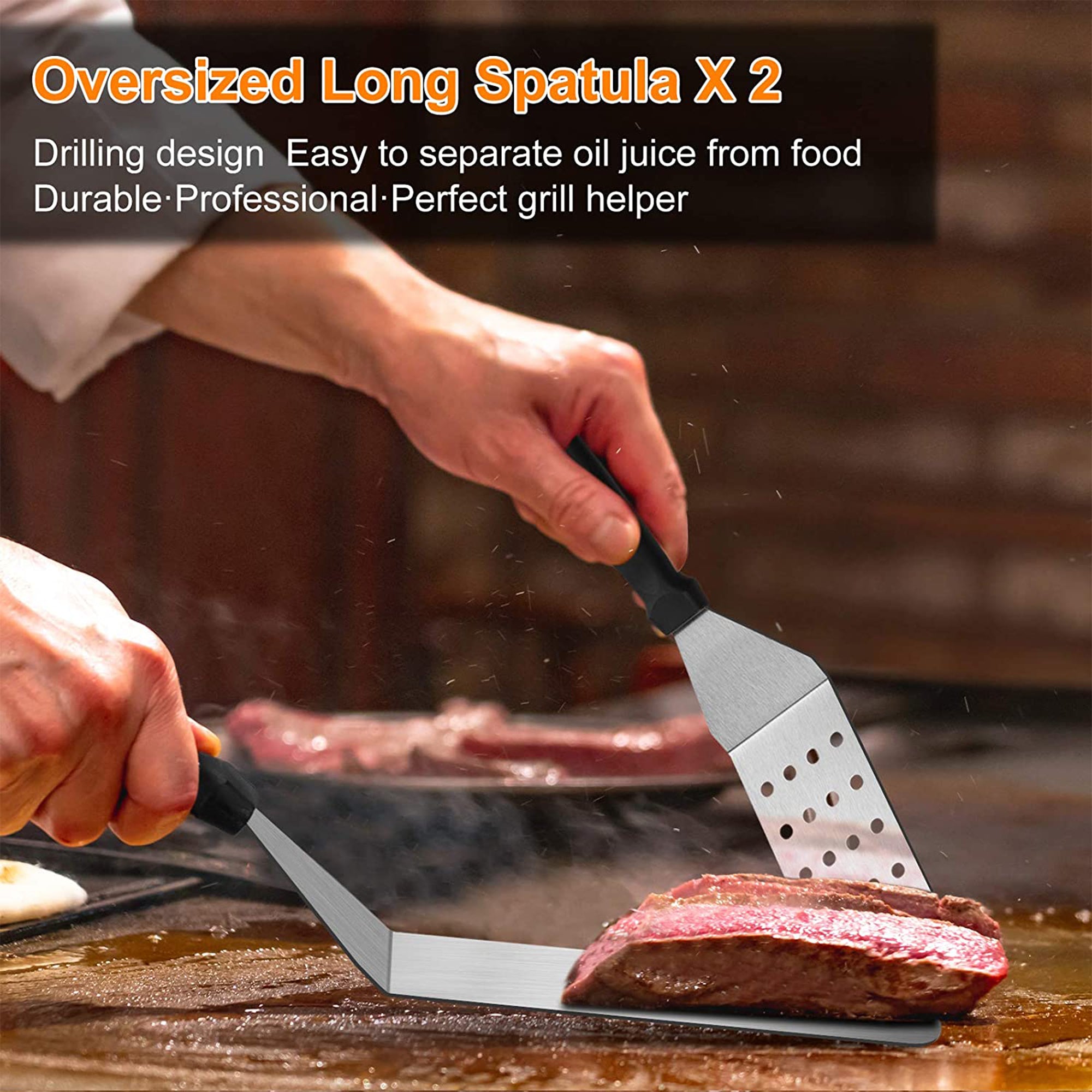 Stainless Steel Griddle Grill Utensil Set-12pcs – HEARTDECO