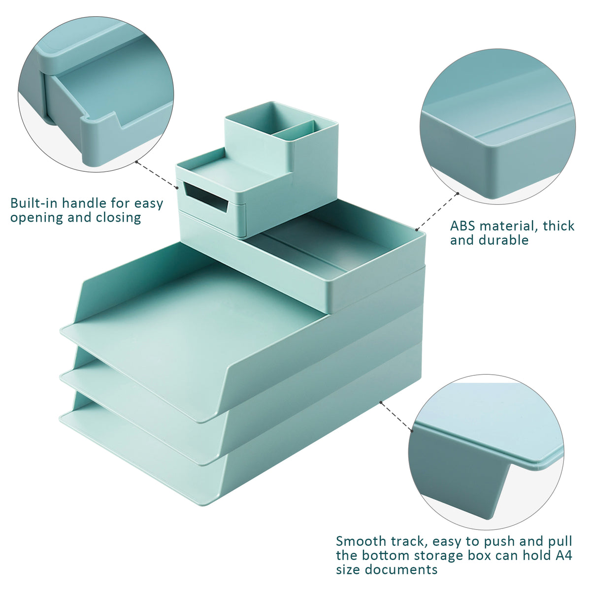 Stackable Desk Filing Tray Stationery Organizer 5Pcs Set – HEARTDECO