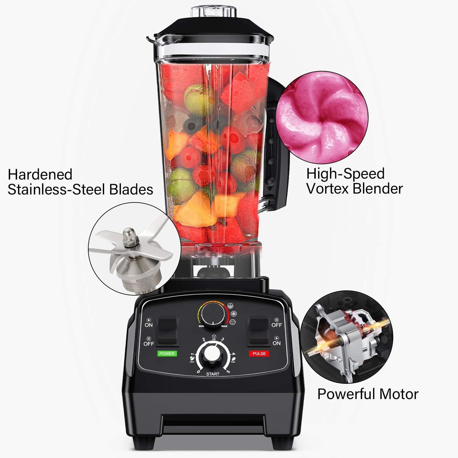 2200W Professional Kitchen Countertop Blender With Timer – HEARTDECO