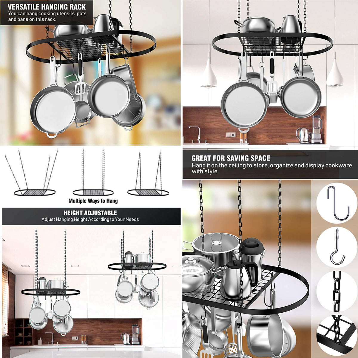 Ceiling Hanging Pan Storage Rack – HEARTDECO