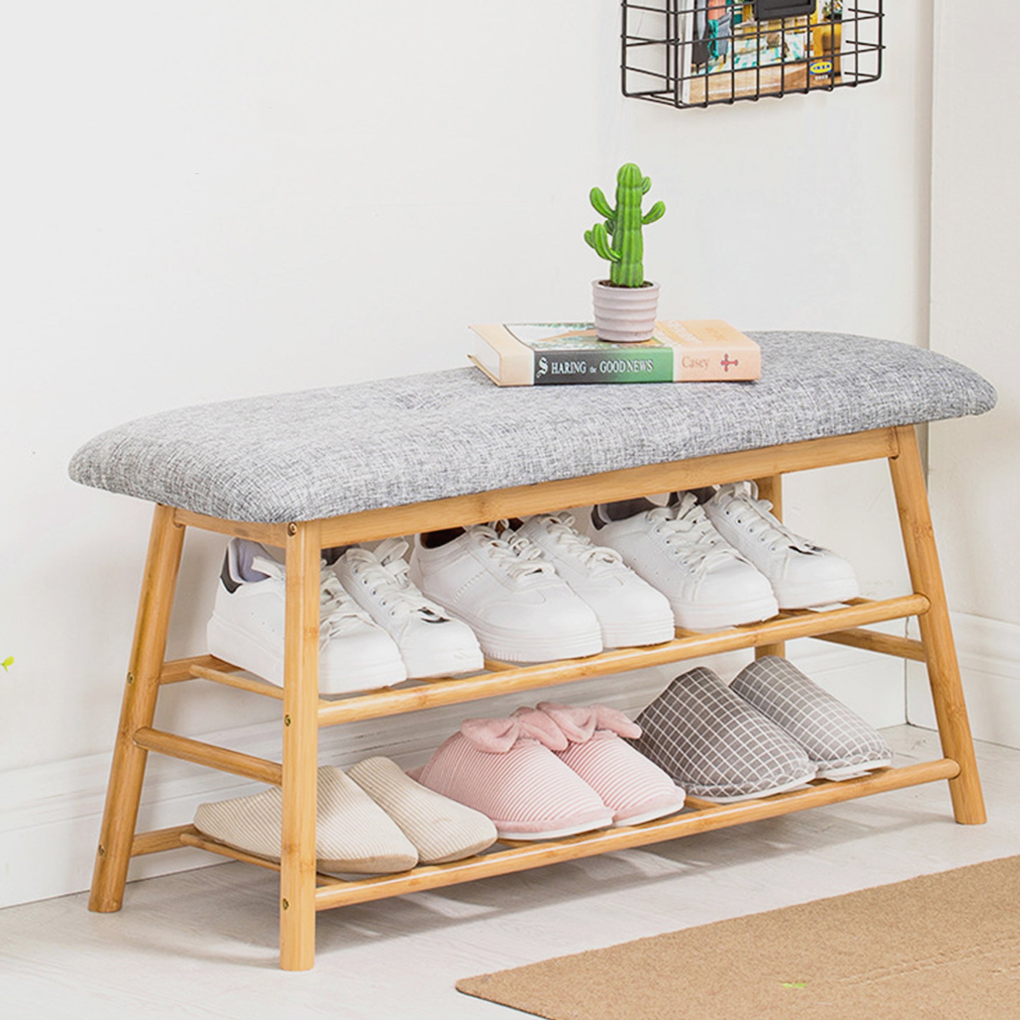 Bamboo Shoe Rack Bench – HEARTDECO