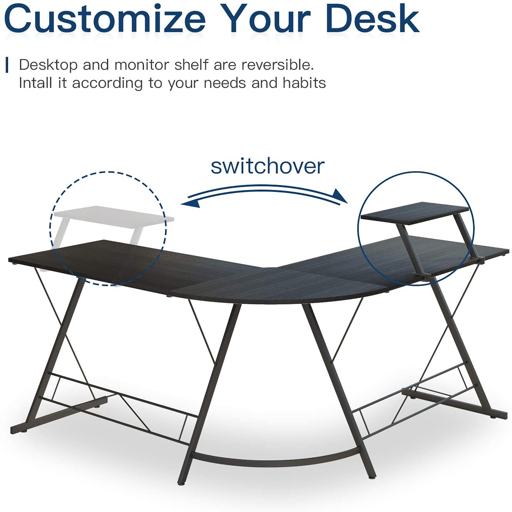 Corner Computer Desk Gaming Desk with Monitor Stand – HEARTDECO