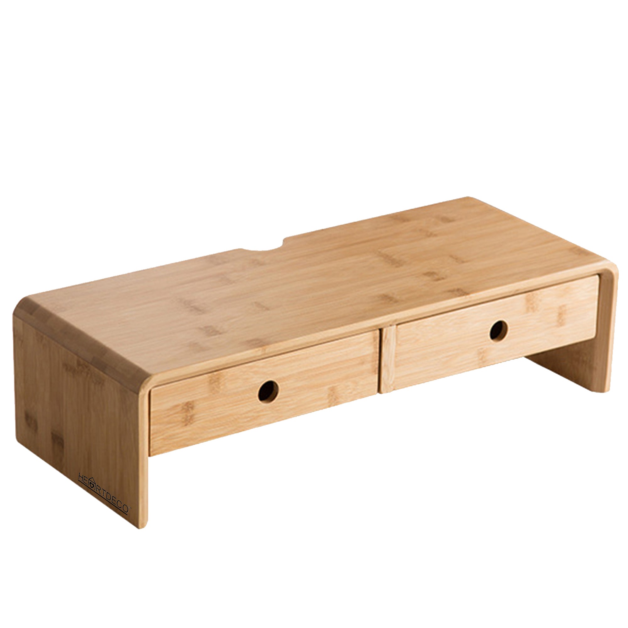 Bamboo Monitor Riser Stand With Drawers – HEARTDECO