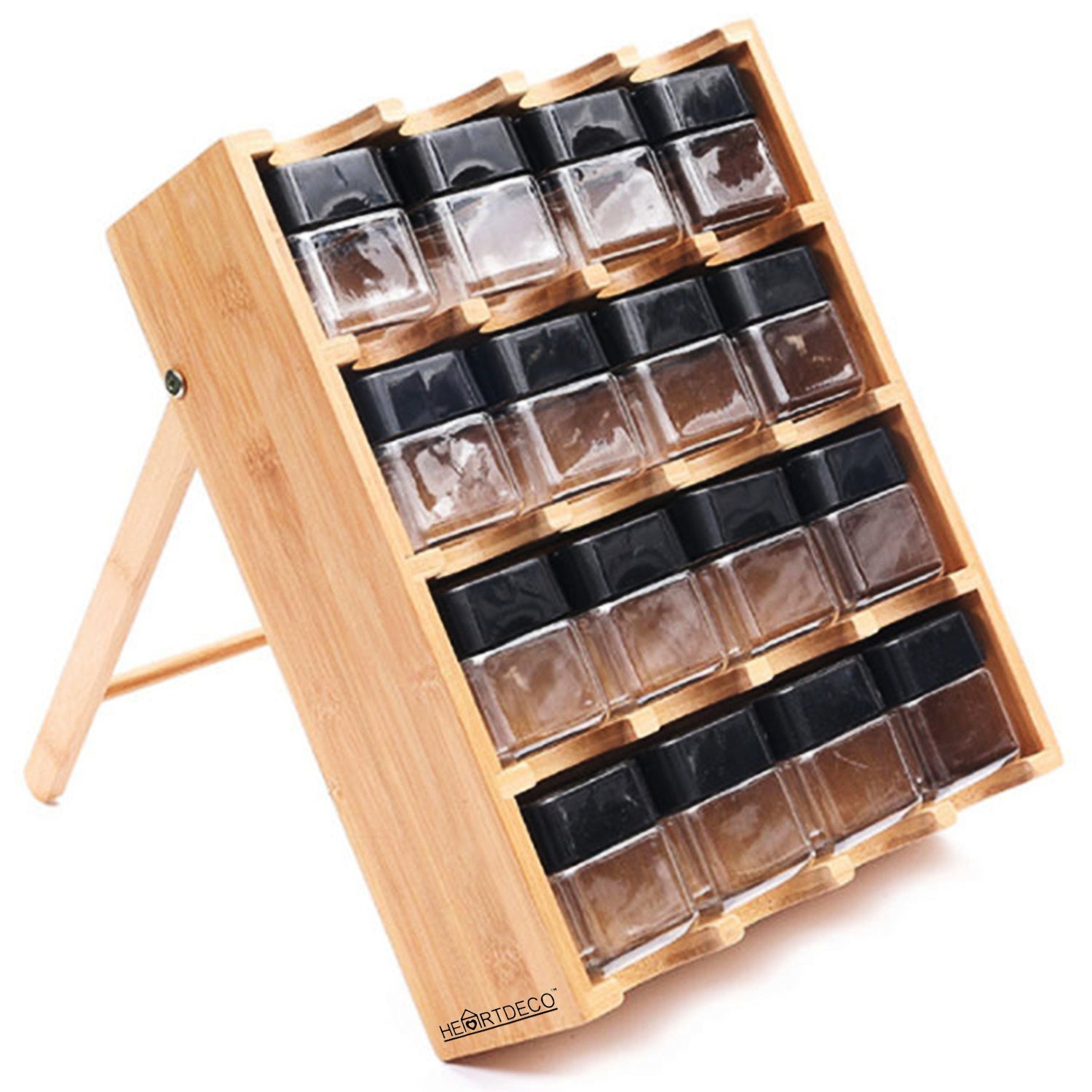 Bamboo Spice Rack & 16 Spice Jars Set – HEARTDECO
