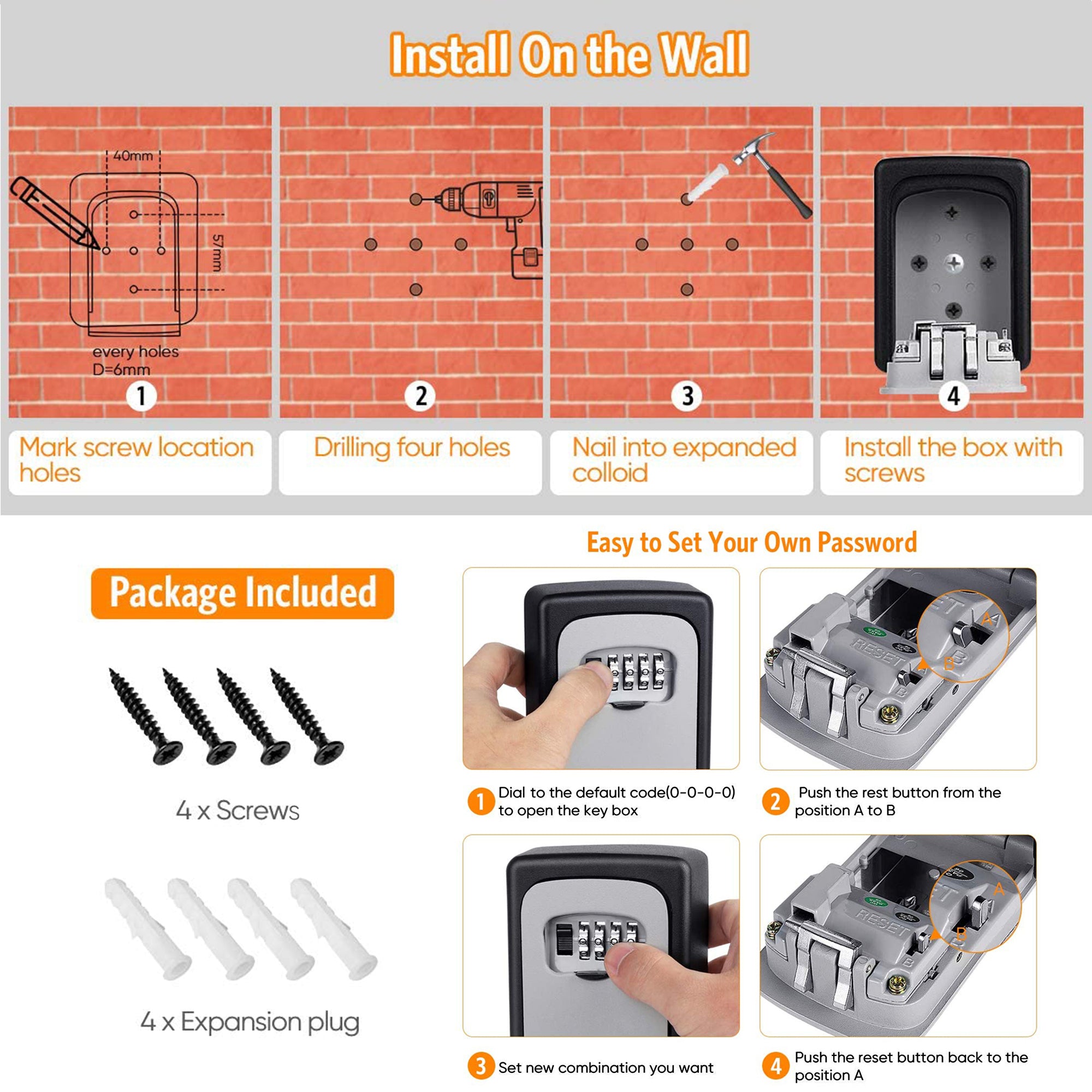 Wall Mounted Aluminium Key Lock Box-Black – HEARTDECO