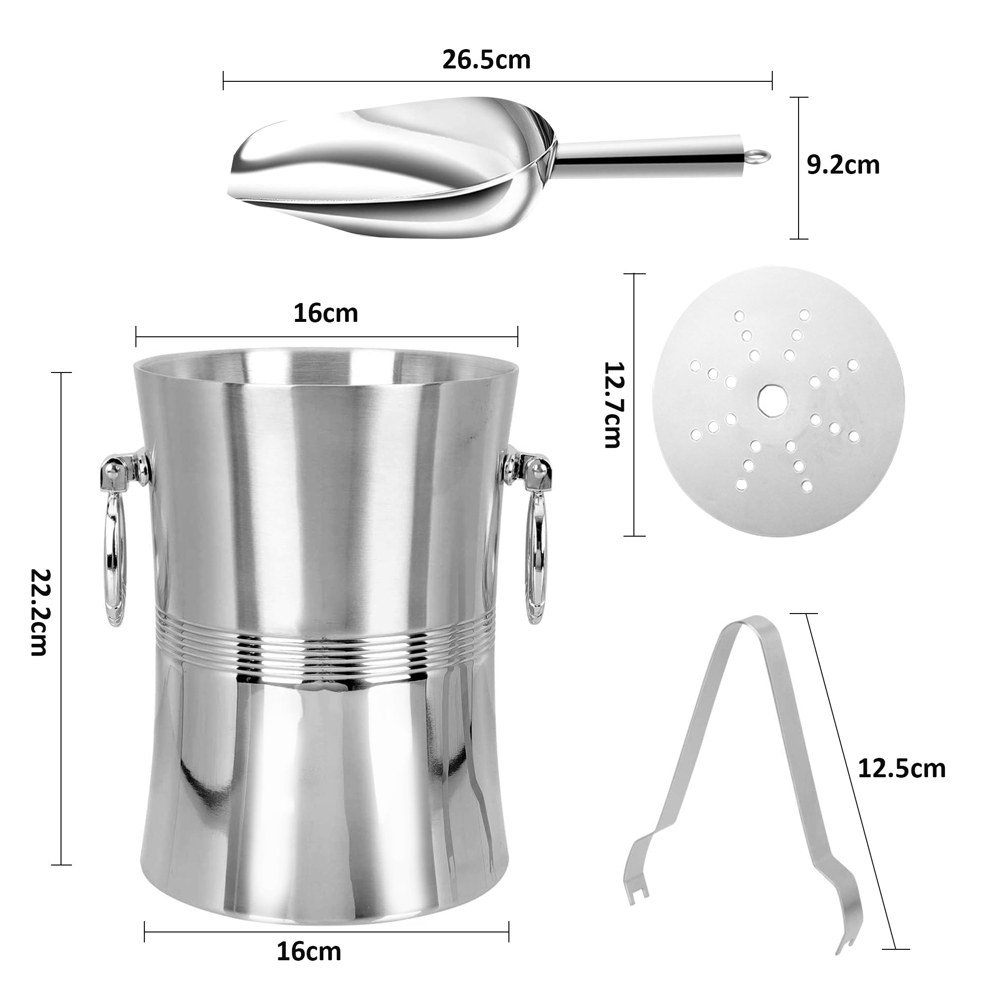 3L Stainless Steel Insulated Ice Bucket Set – HEARTDECO